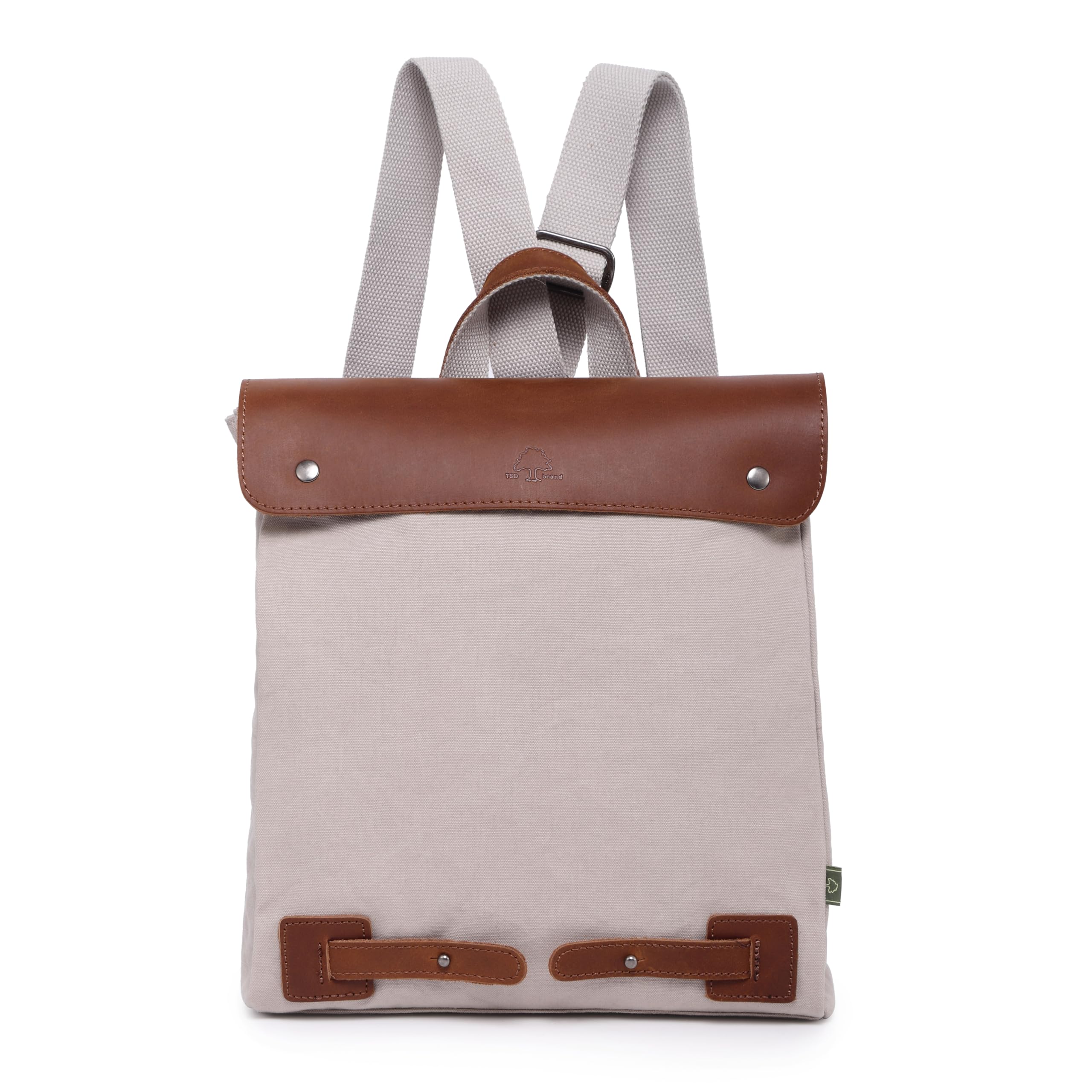 TSD The Same Direction Cooper Canvas Leather Backpack Convertible Crossbody (Ivory)