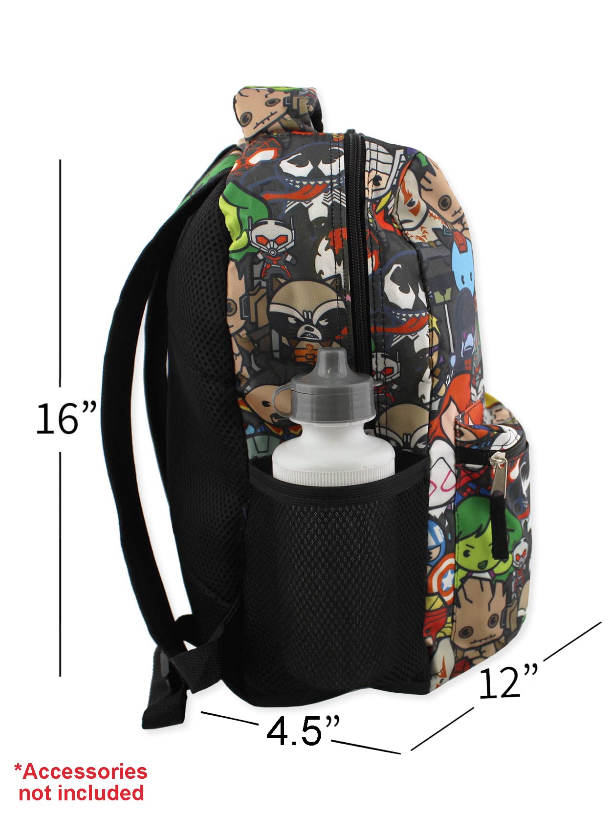 Marvel Kawaii Avengers Boys Girls 16" School Backpack (One Size, Charcoal Grey)
