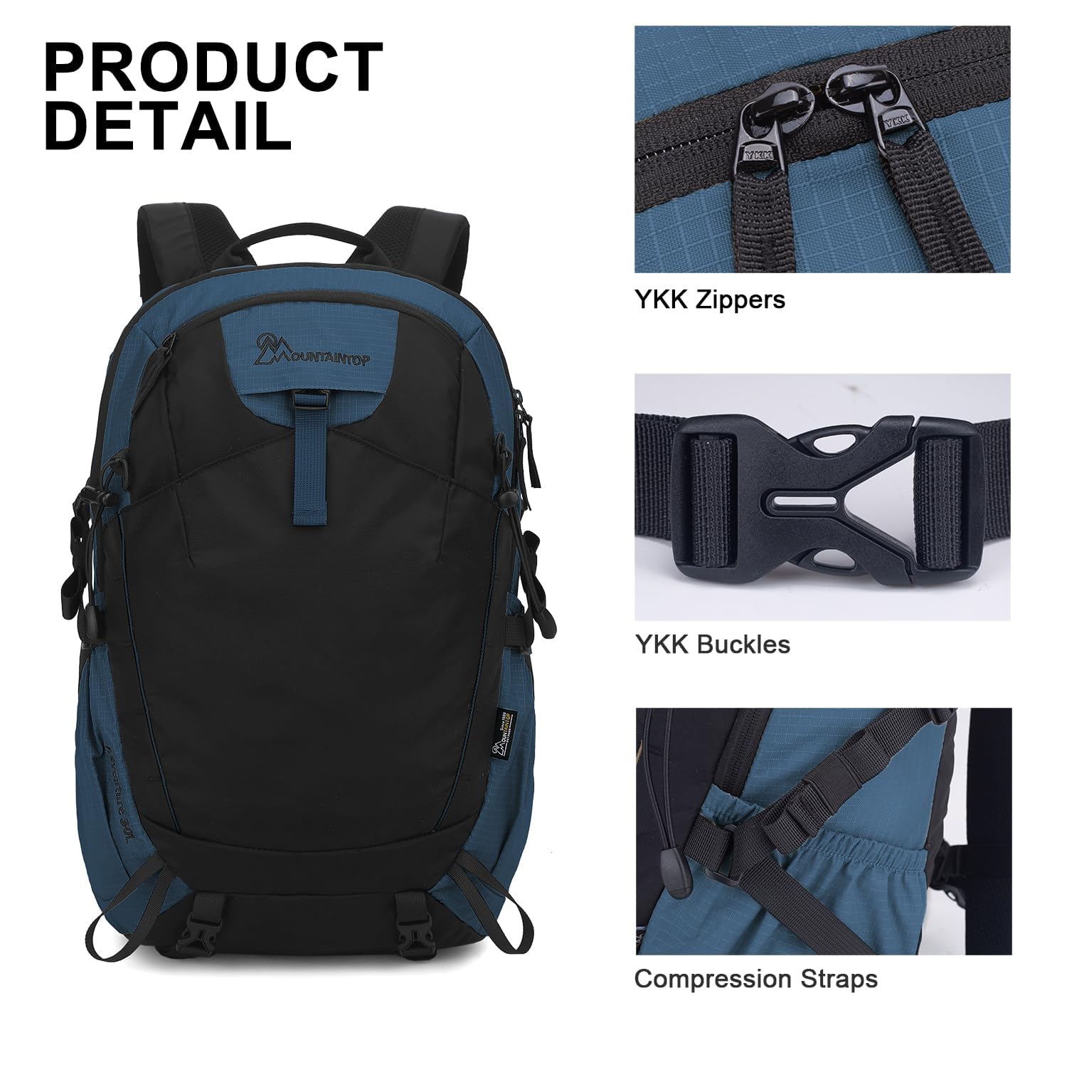 MOUNTAINTOP 35L Hiking Backpack for Women & Man Outdoor Backpack with Rain Cover for Camping, Cycling and Traveling, Flowerarmygreen