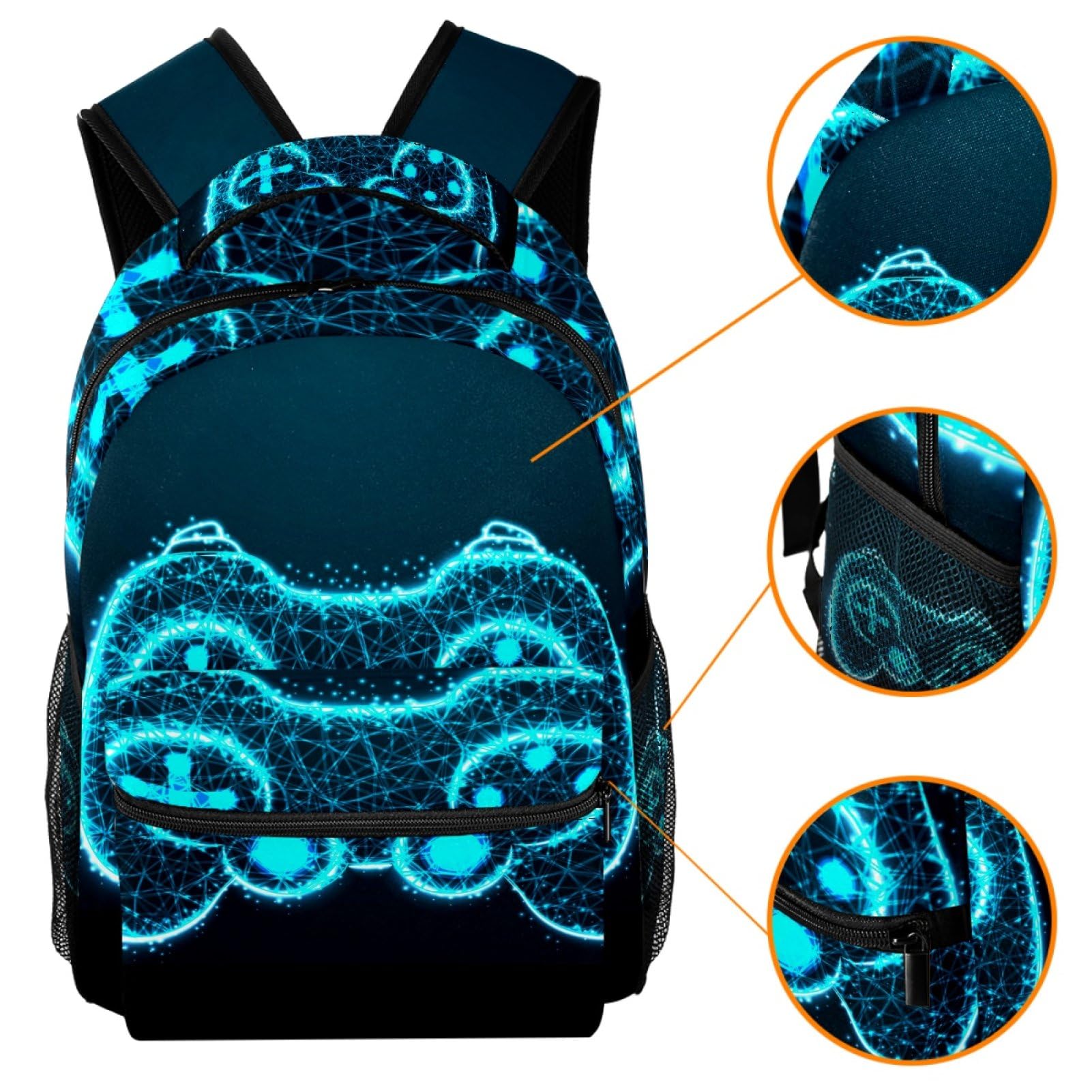 Blue Video Game Controller School Backpack for Boys, Lightweight Bookbag Backpack Purse for Men