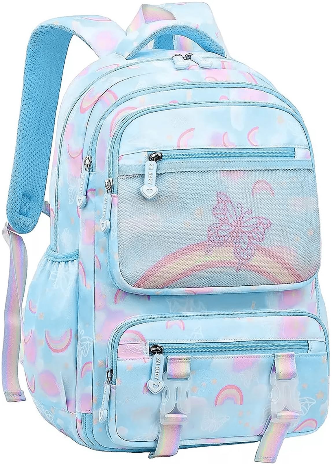 School Backpack for Girls, Lightweight Waterproof Cute Rainbow School Bookbag for Teen Kids Students Elementary (Rainbow Pink)