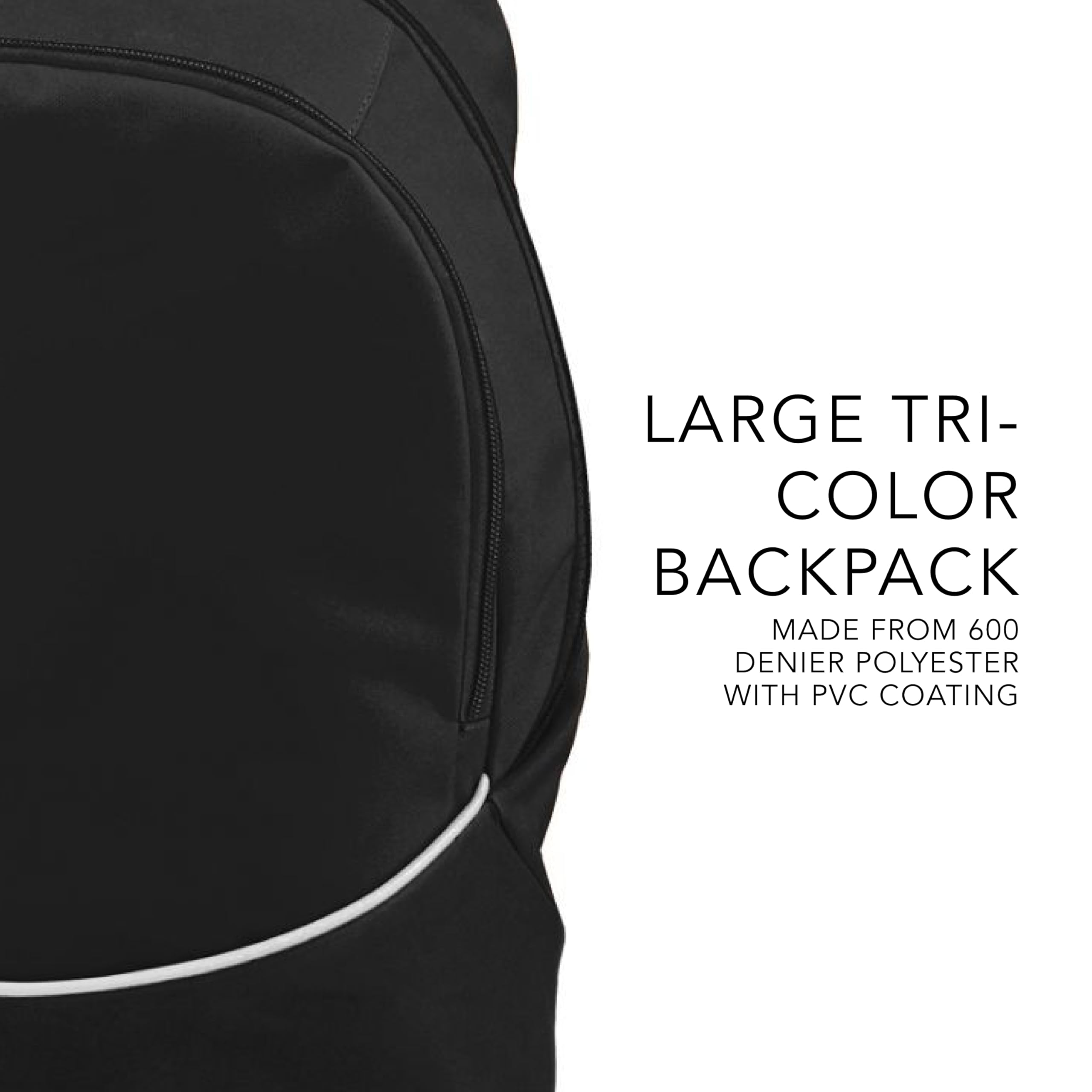 Augusta Sportswear Large Tri-Color Backpack, One Size, Black/Black/White