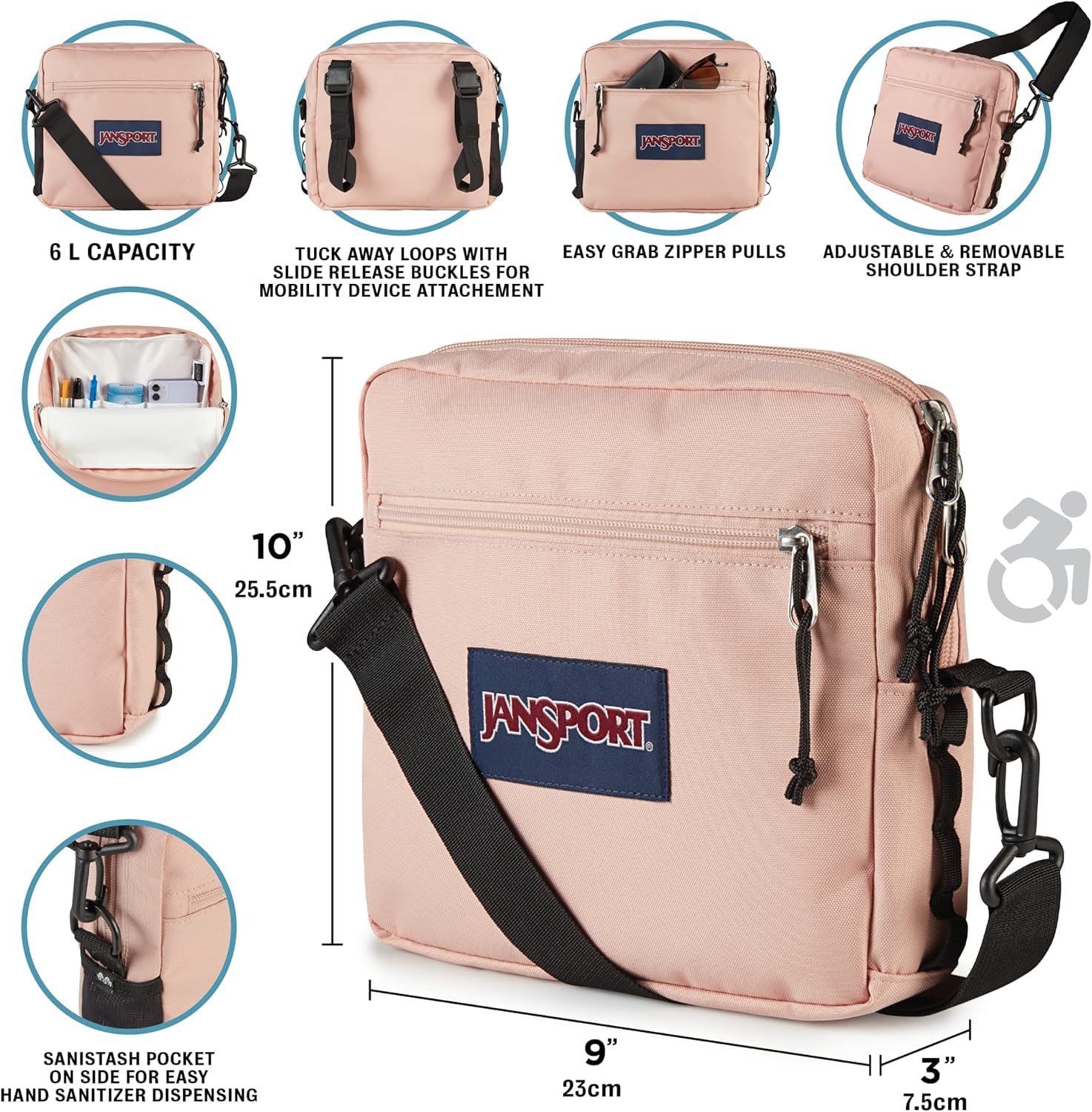 JanSport Central Adaptive Accessory Bag, Black, 6L