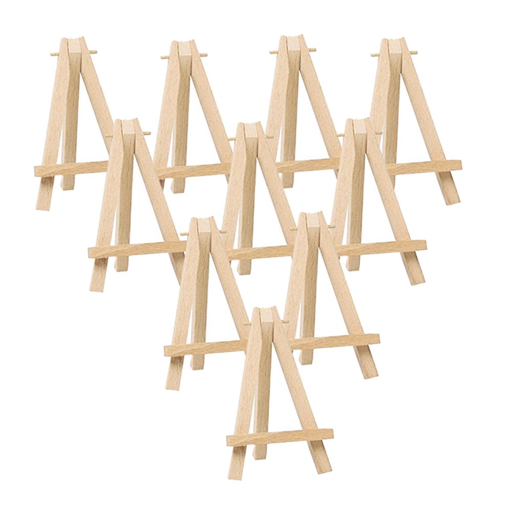 Mayitr 10pcs Mini Wooden Artist Easel Triangle Cards Stand Display Wedding