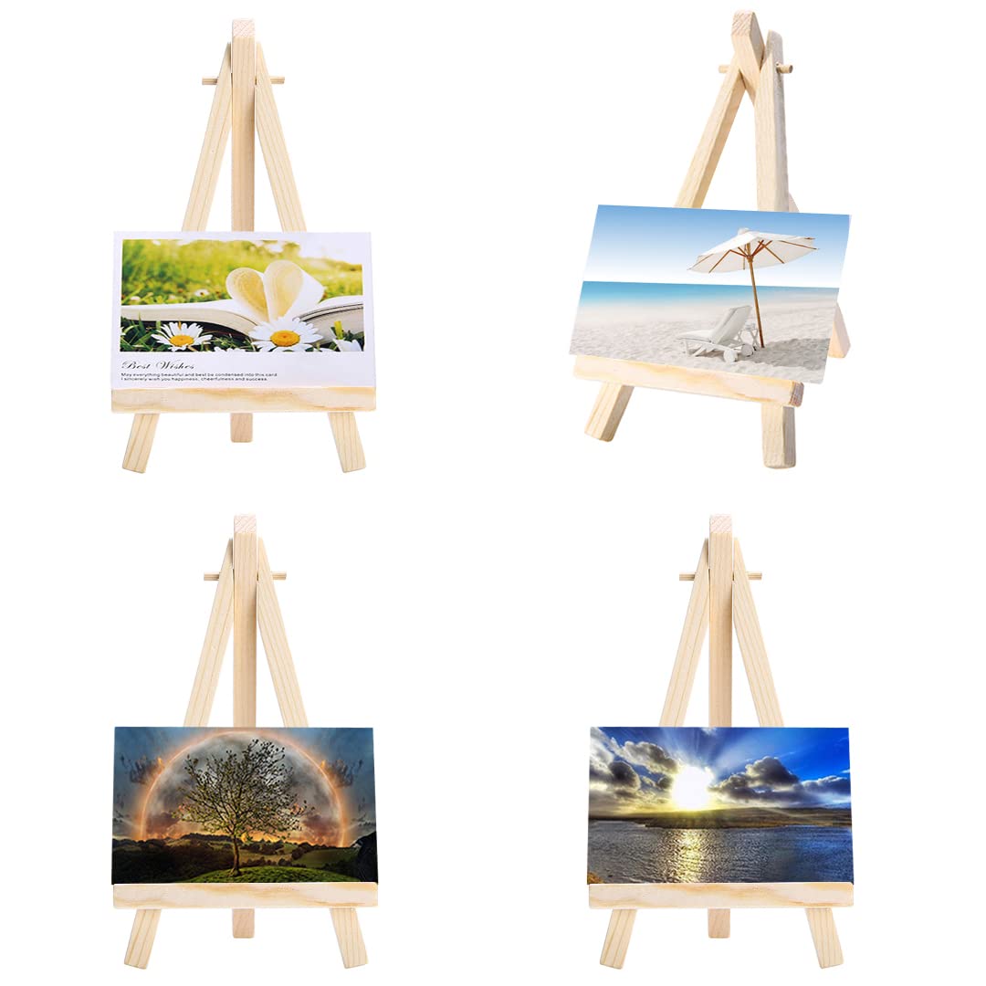 Mayitr 10pcs Mini Wooden Artist Easel Triangle Cards Stand Display Wedding