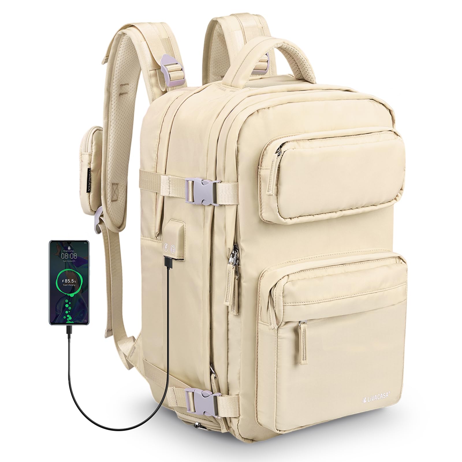 LIVACASA Waterproof Travel Laptop Backpack for Women Men,Flight Approved Carry on Backpack,School Backpack Fit 17 Inch Laptop