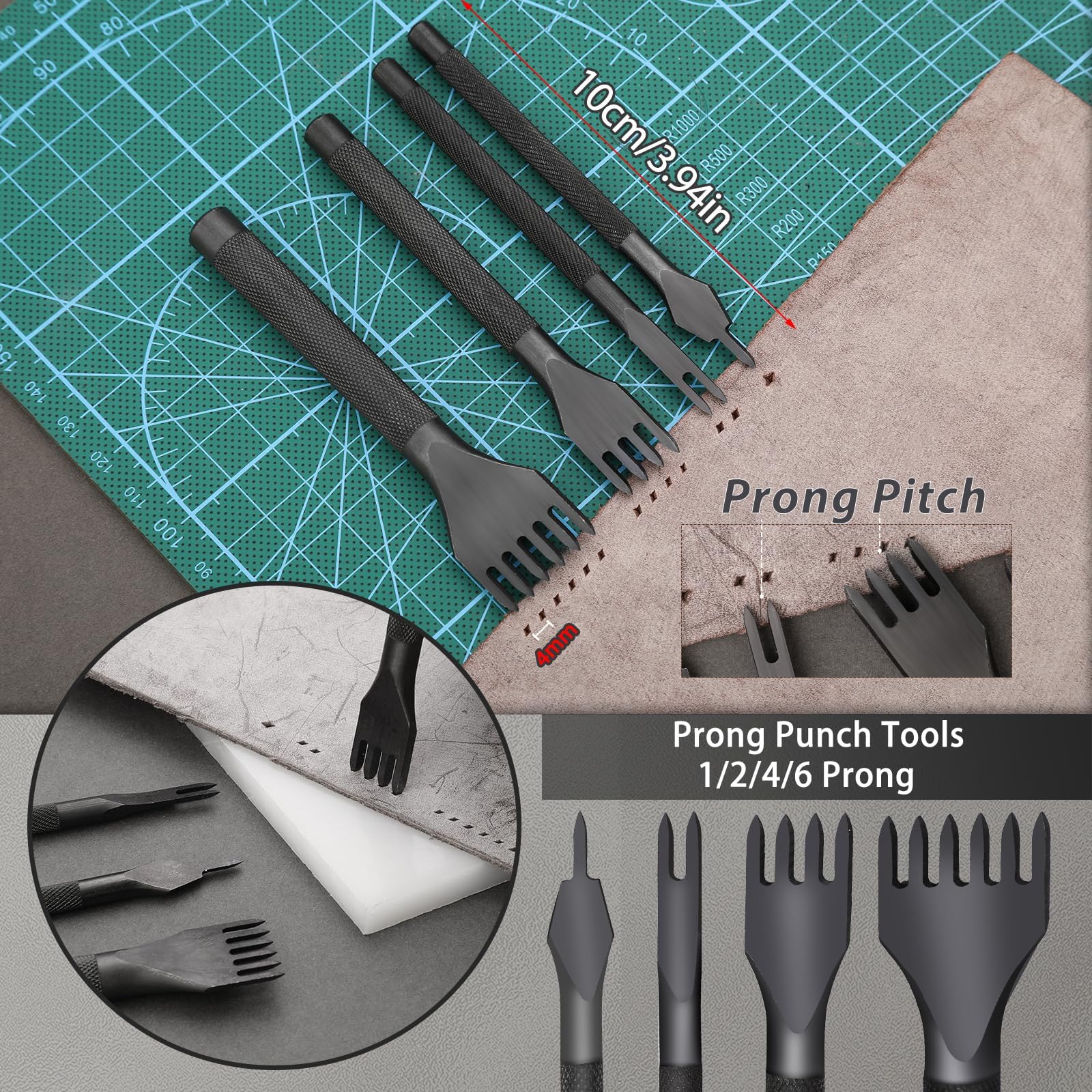 Leather Working Tools Leather Craft Kit and Supplies Upholstery Repair Kit with Waxed Thread Stitching Groover Awl for Punch Stitching, Leather Sewing and DIY Craft Making