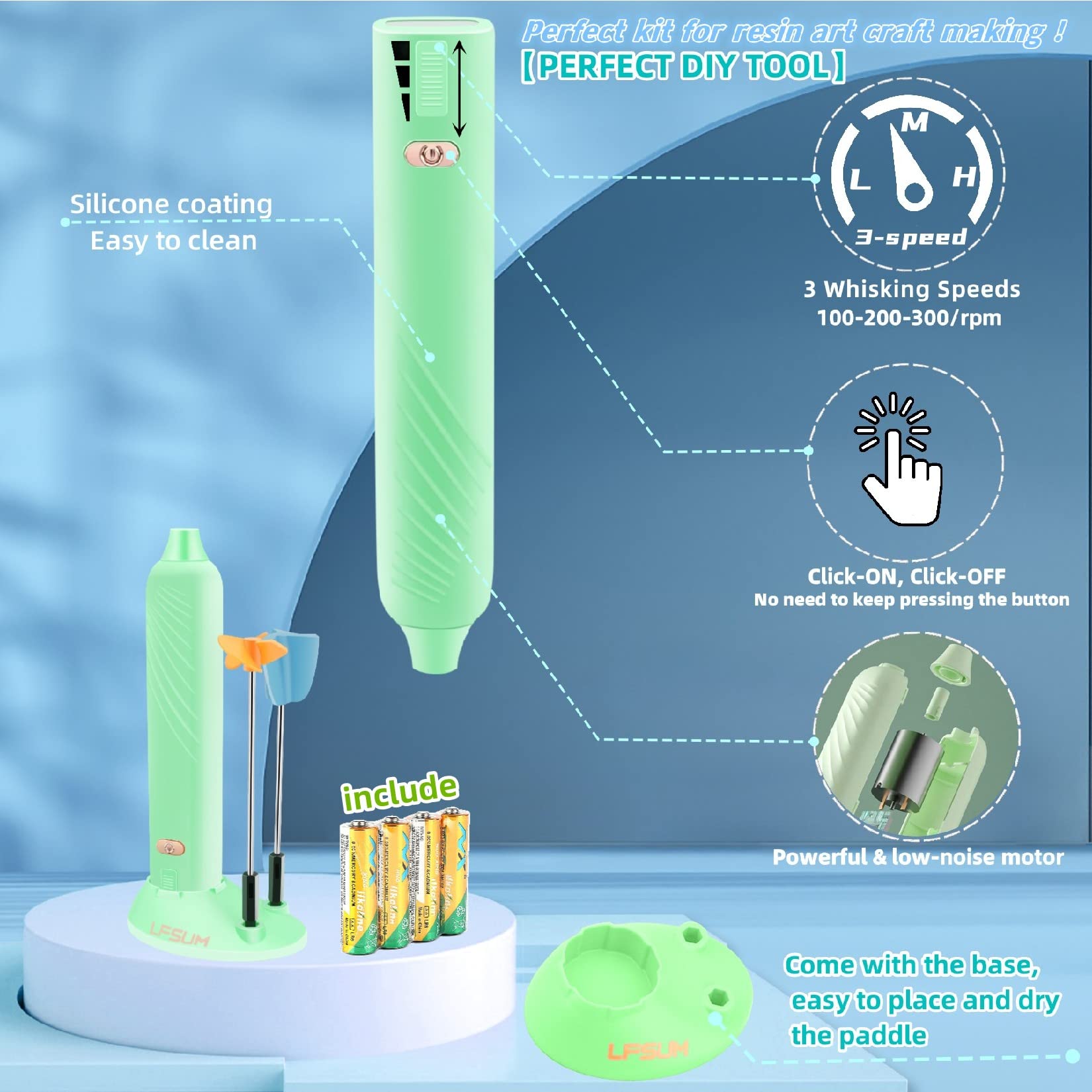 Resin Mixer, Handheld Battery Epoxy Mixer for Minimizing Bubbles, Epoxy Resin Mixer, Resin Stirrer for Resin, Silicone Mixing, DIY Crafts Tumbler