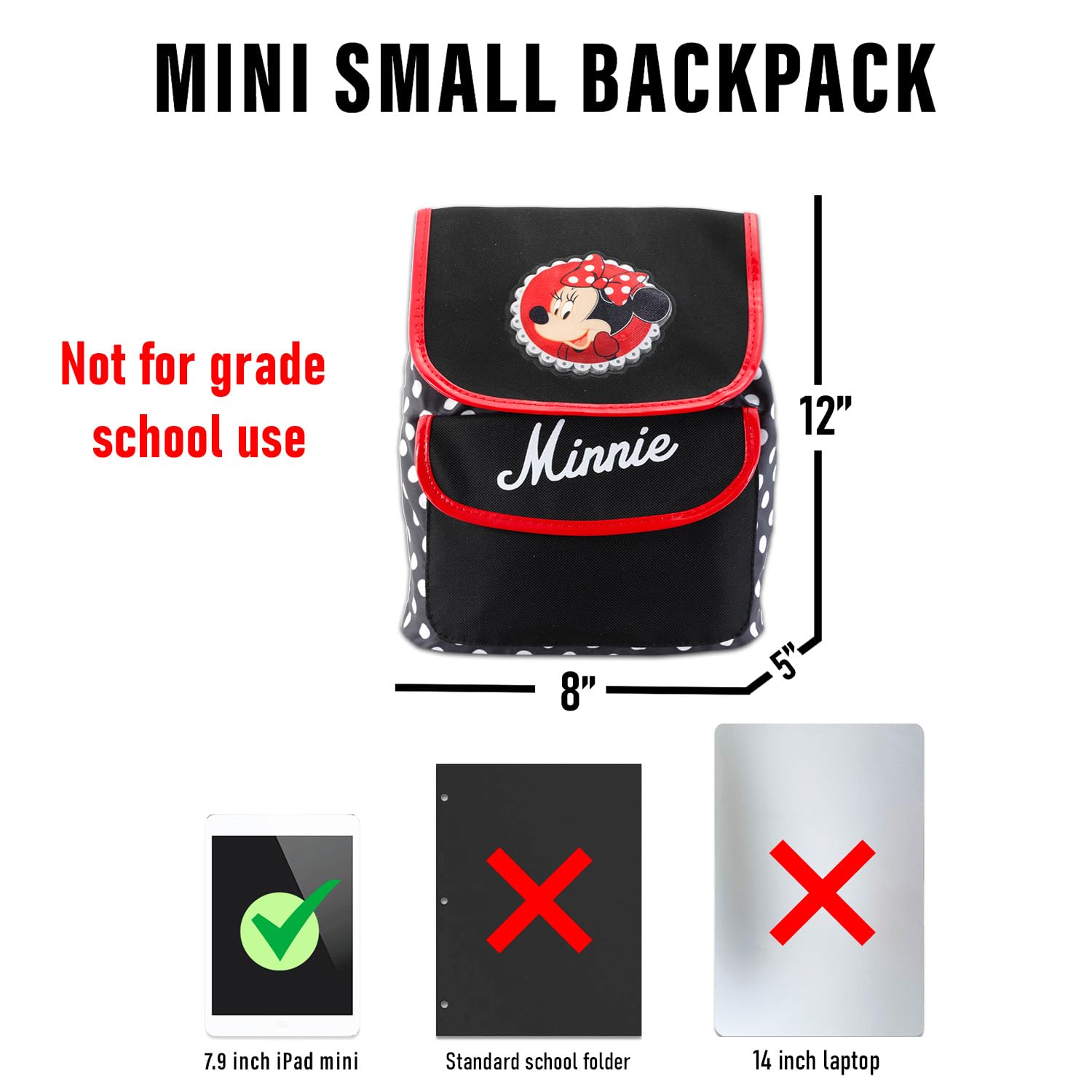 Minnie Mouse Mini Backpack Set - Minnie Mouse Preschool Backpack Bundle with Stickers | Minnie Mouse Backpack for Toddler Girls
