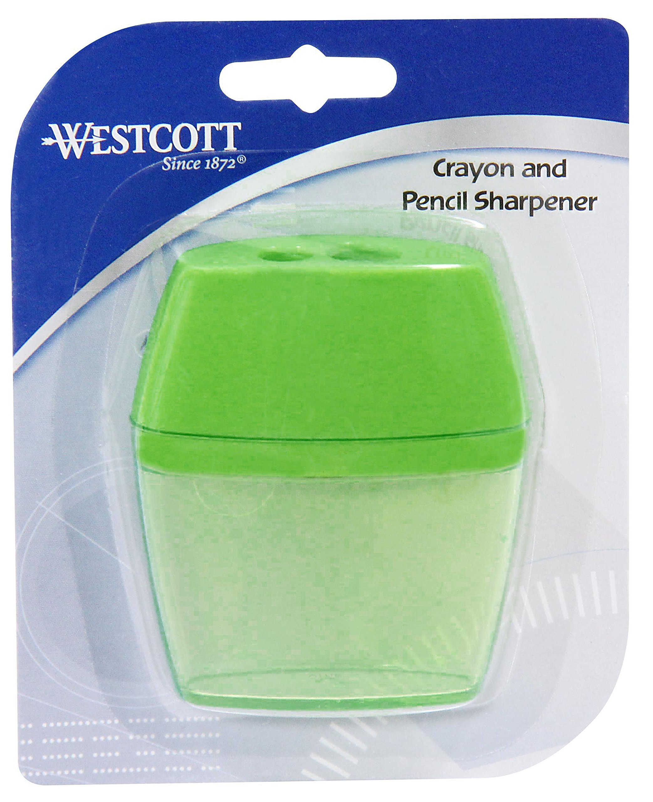 Westcott 2 Hole Crayon and Pencil Sharpener, Assorted Colors (15234)