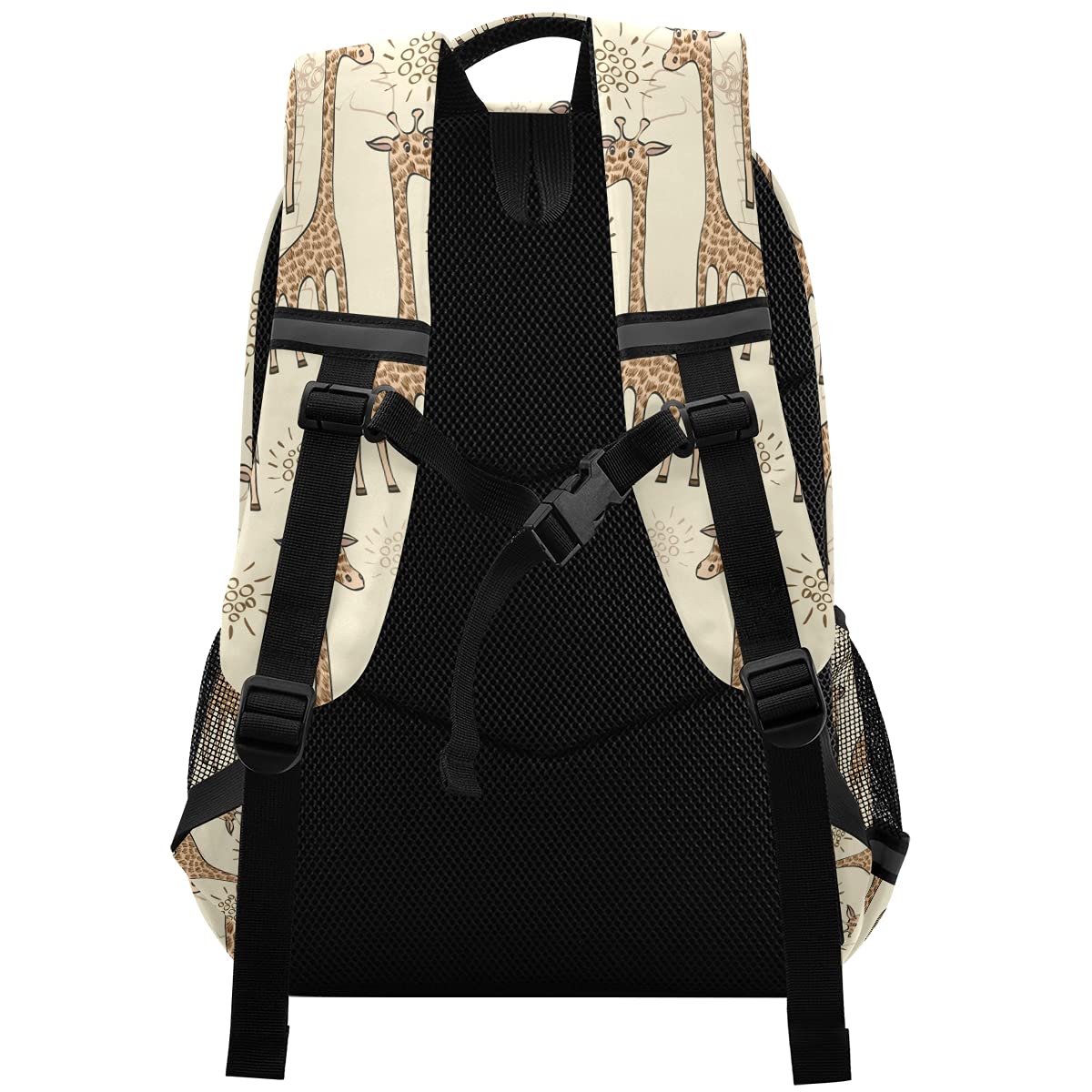 MNSRUU School Backpack with Chest Strap, Animal Cute Giraffe Laptop Backpack, Travel Hiking Backpack for Boys Girls, Rucksack, Knapsack One Size