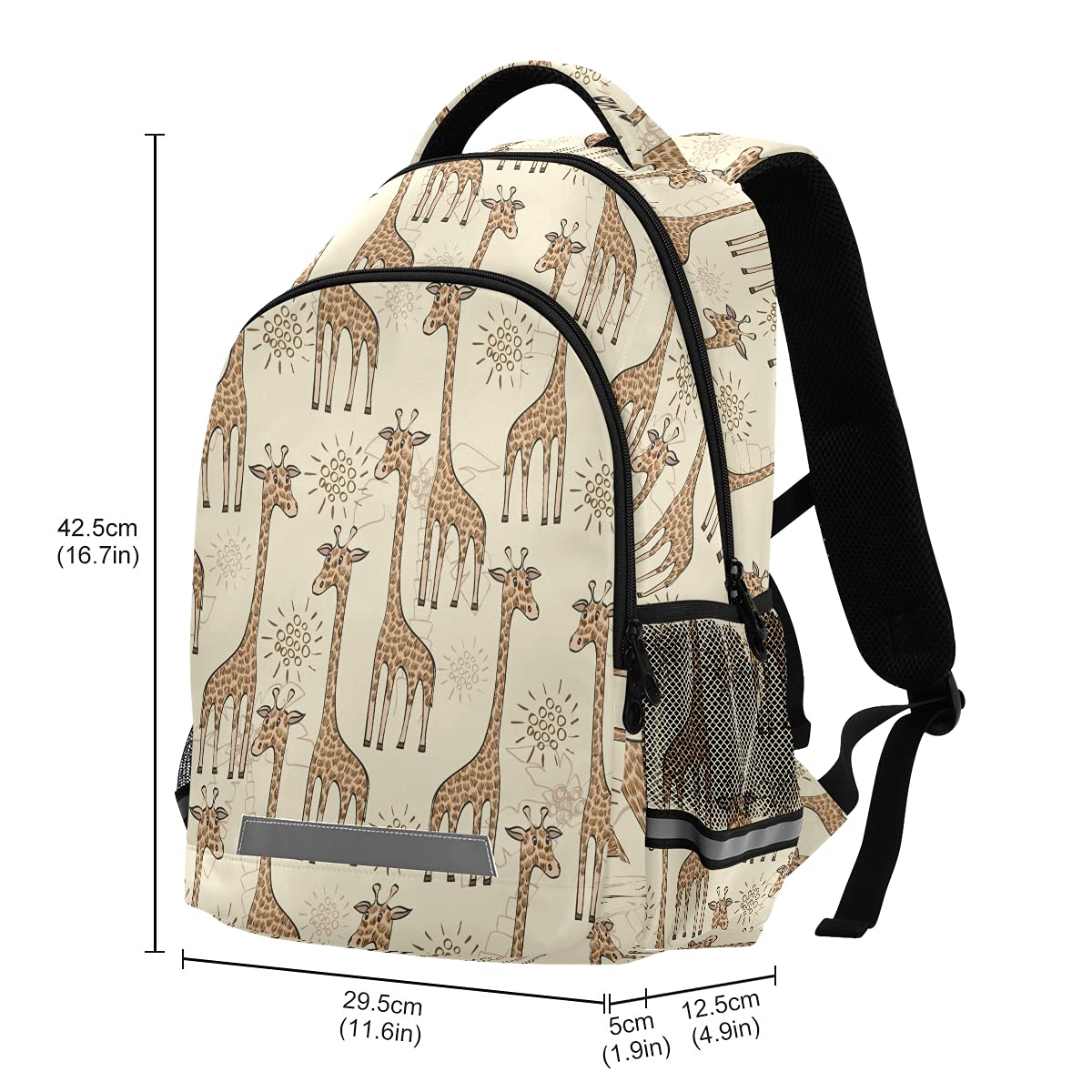 MNSRUU School Backpack with Chest Strap, Animal Cute Giraffe Laptop Backpack, Travel Hiking Backpack for Boys Girls, Rucksack, Knapsack One Size