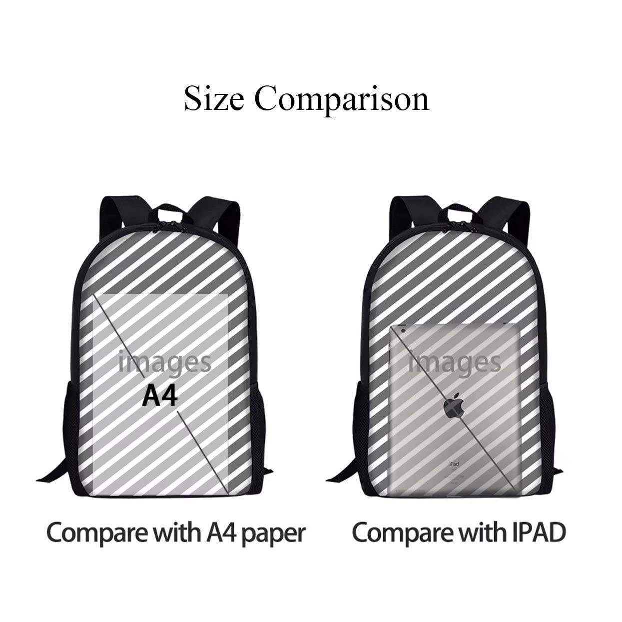 Hawapod Cute Dog Pug Causal Stripe Backpack Teen Backpacks For Girls School Bag Boys Travel Daypack