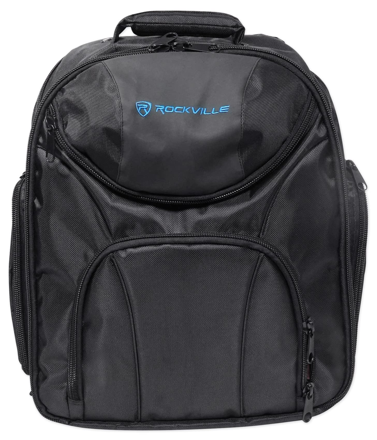 Rockville DJ Laptop/Gear Travel Backpack Bag w/ Headphone Compartment+Dividers, Black