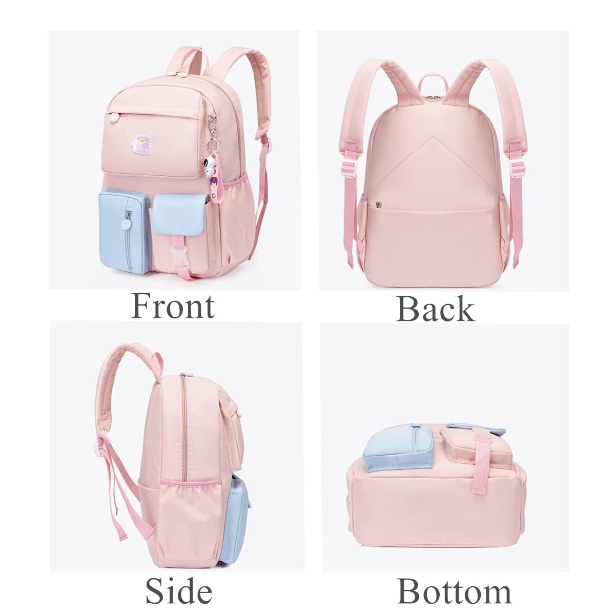 Kawaii Colorful Casual Girls Backpack Elementary Schoolbag Sweet and Cute Children's Backpack with Charm