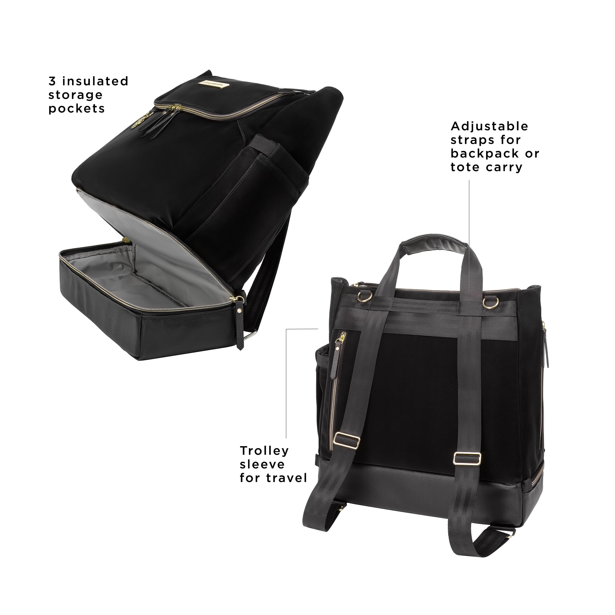 Petunia Pickle Bottom Pivot Backpack | Multiple Carrying Options (Backpack or Tote) | Insulated Pockets to Keep You Organized | Modern Silhouette with a Roomy Interior | Twilight Black