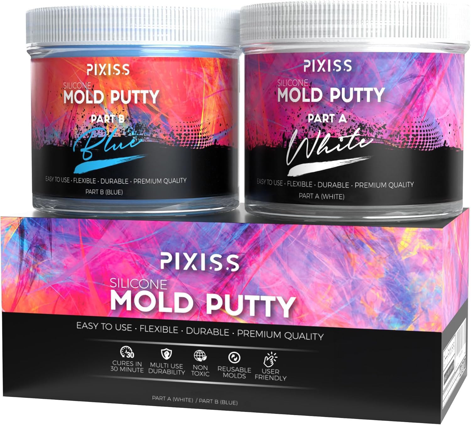Mold Putty Silicone Mold Making Kit, Super Easy 1:1 Mix Mold Putty, 3/4 Lb (400 Grams), Makes Strong Reusable Silicone Molds