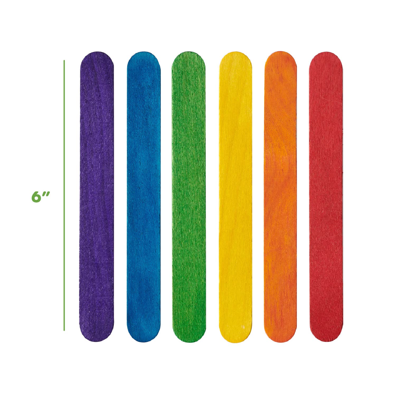 Colored Popsicle Sticks for Crafts - [100 Count] 6 Inch Jumbo Multi-Purpose Wooden Sticks