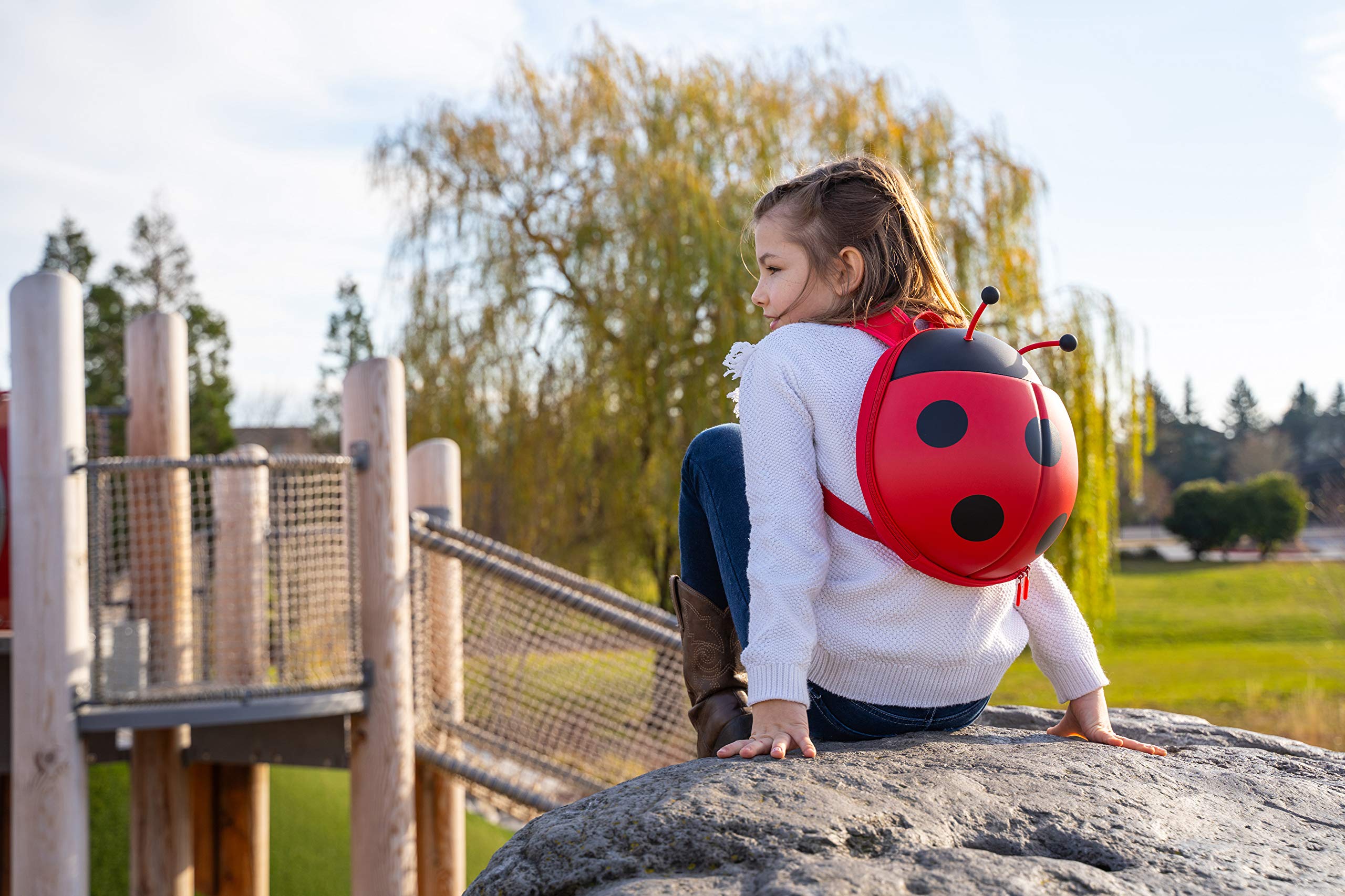 Kiddietotes Ladybug Backpack for Toddlers, and Children - Perfect for Daycare, Preschool, Kindergarten, and Elementary School