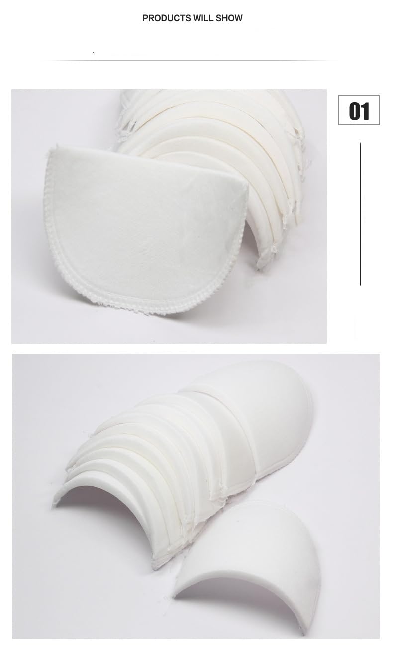 BeeSpring 4 PCS Covered Set-in Shoulder Pads Sewing Foam Polyester Pads (4 White)