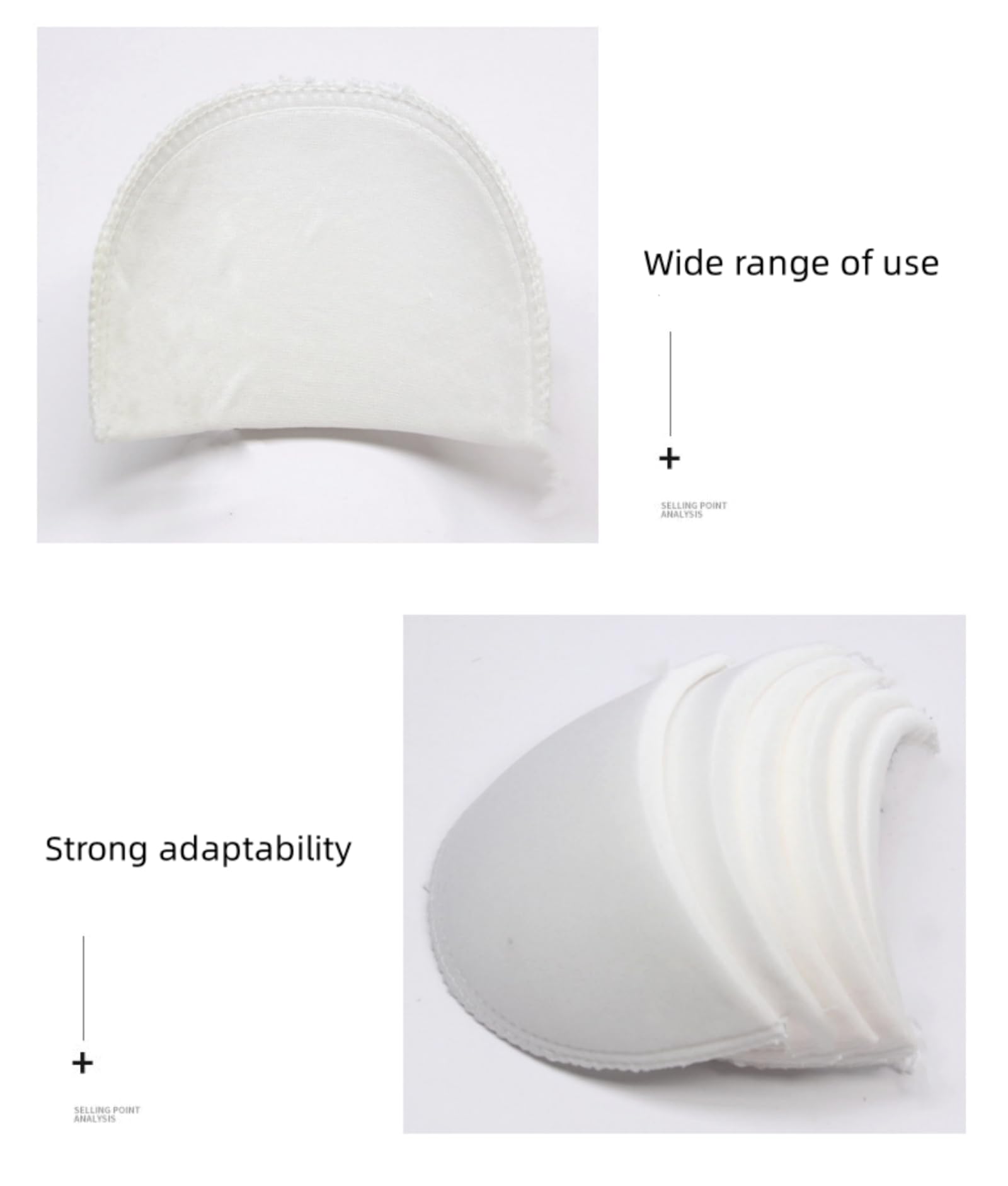 BeeSpring 4 PCS Covered Set-in Shoulder Pads Sewing Foam Polyester Pads (4 White)