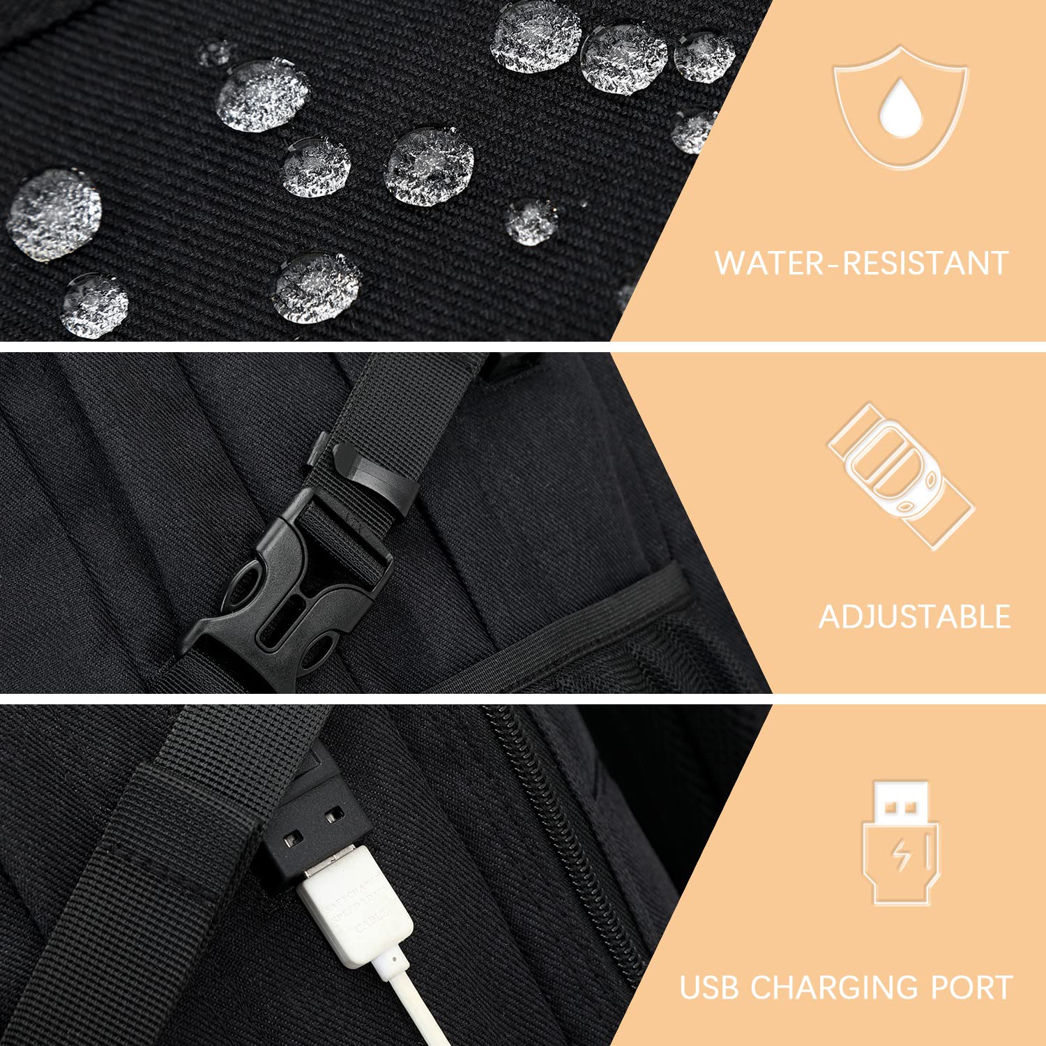 Abshoo Classical Laptop Travel Backpack for Women Men College School Bookbag With USB Charging Port (Black)