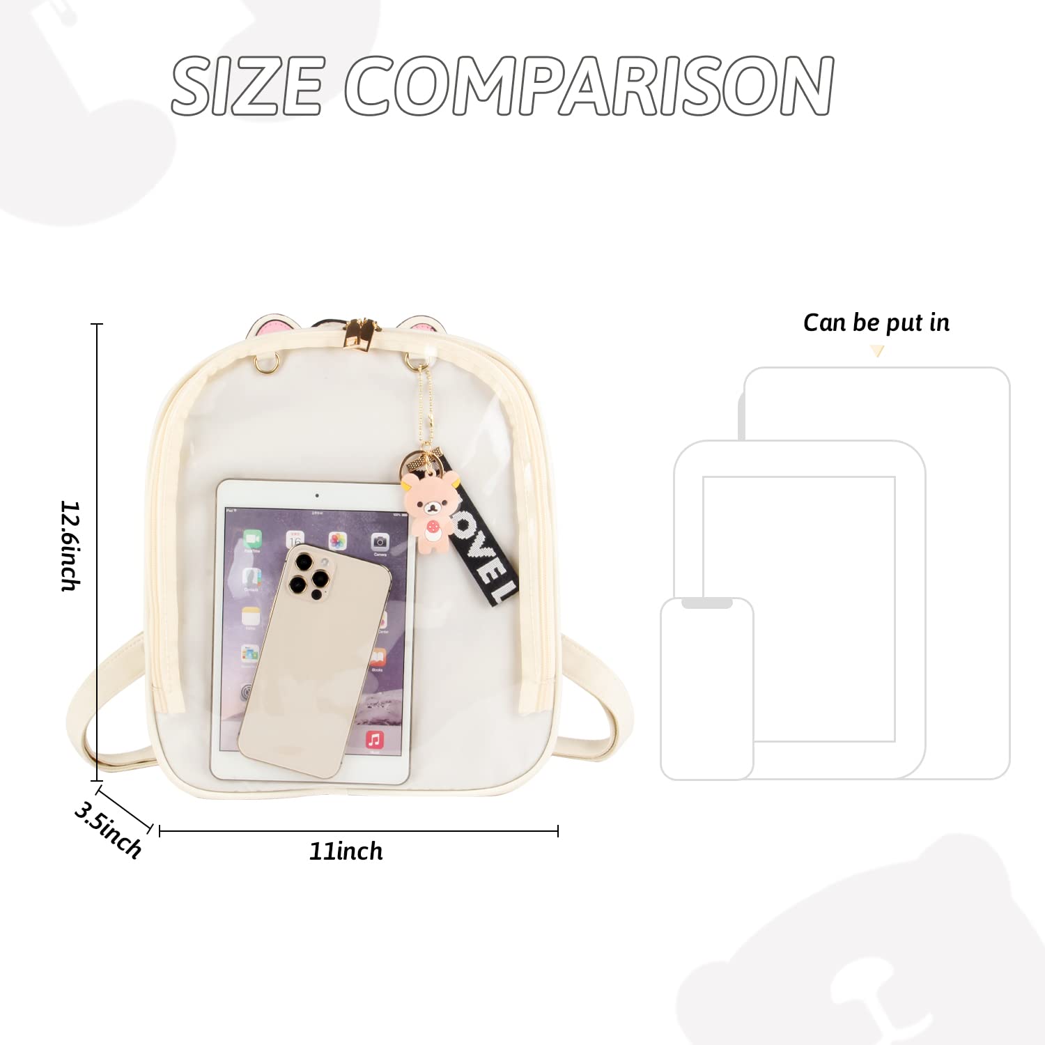 Oweisong Ita Bag Backpack Cat Anime Cosplay Casual Daypack Kawaii Candy Leathe Satchel Clear School Bag for Pins Display