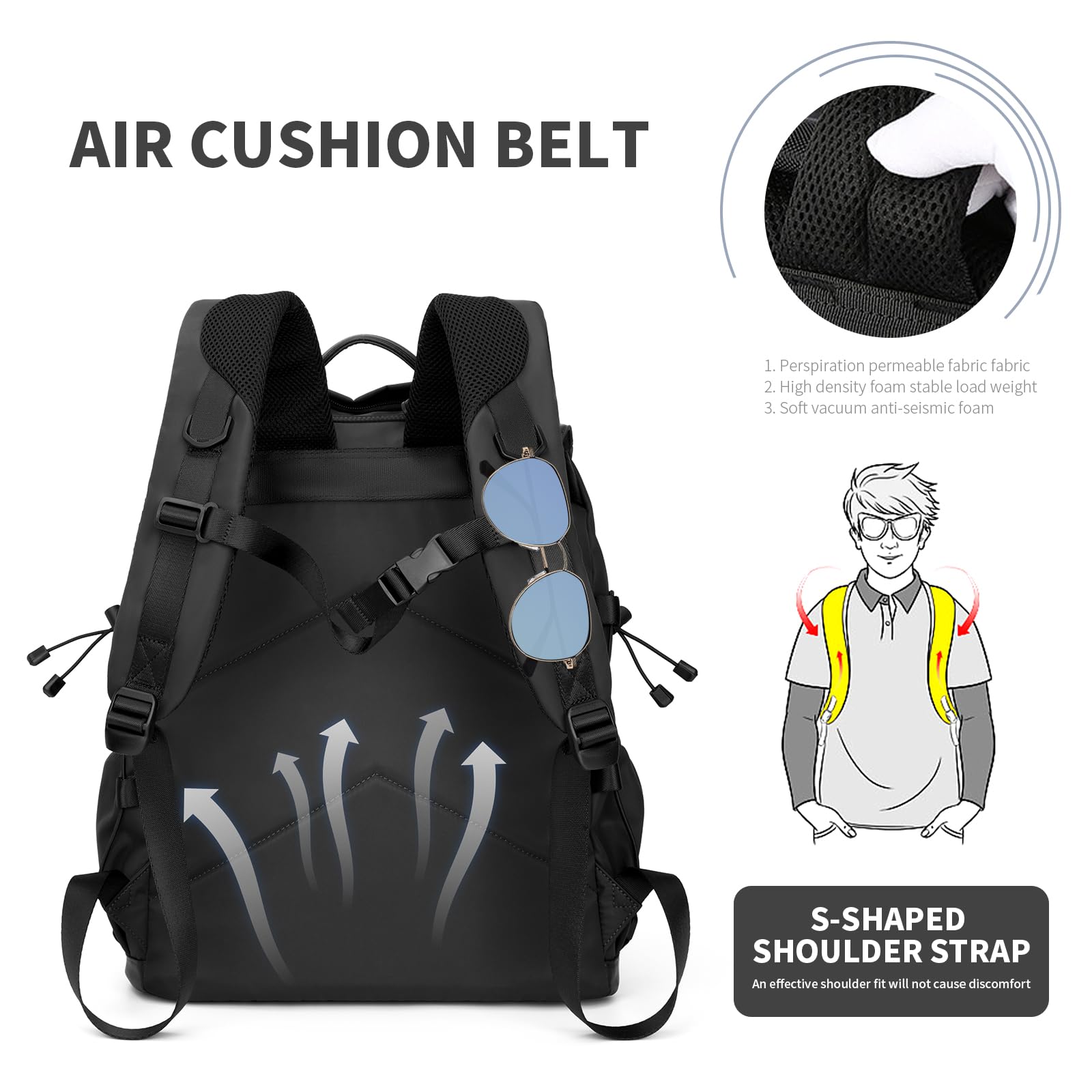 BJIAX Laptop Backpack for Men & Women, Water Resistant College School Computer Bag, Casual Backpack for Work, Daily, Travel, Hiking Fits 15.6 Inch Computer and Notebook