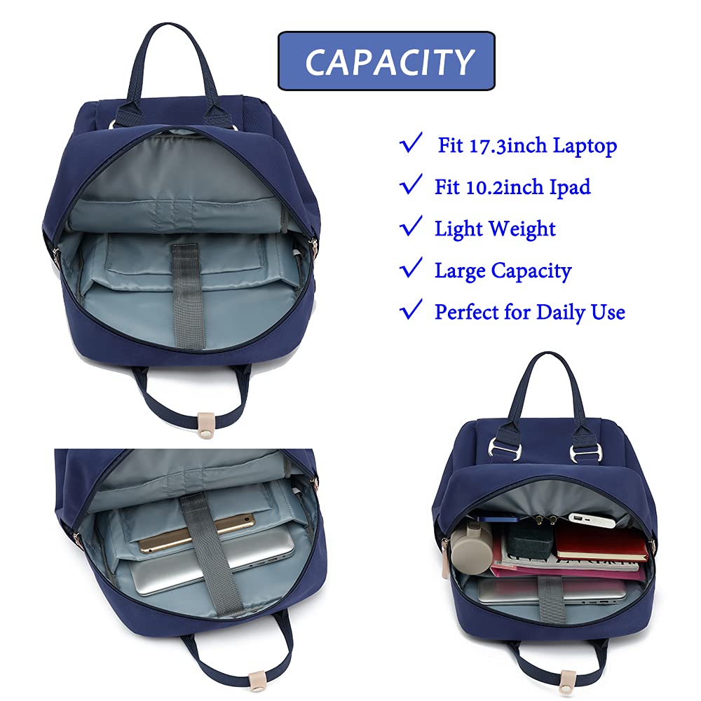 FUXINGYAO Women Laptop Backpack, Durable Travel backpack with Headphone Cable Hole, Anti Theft Backpack for Fits 15.6 Inch Notebook,Black