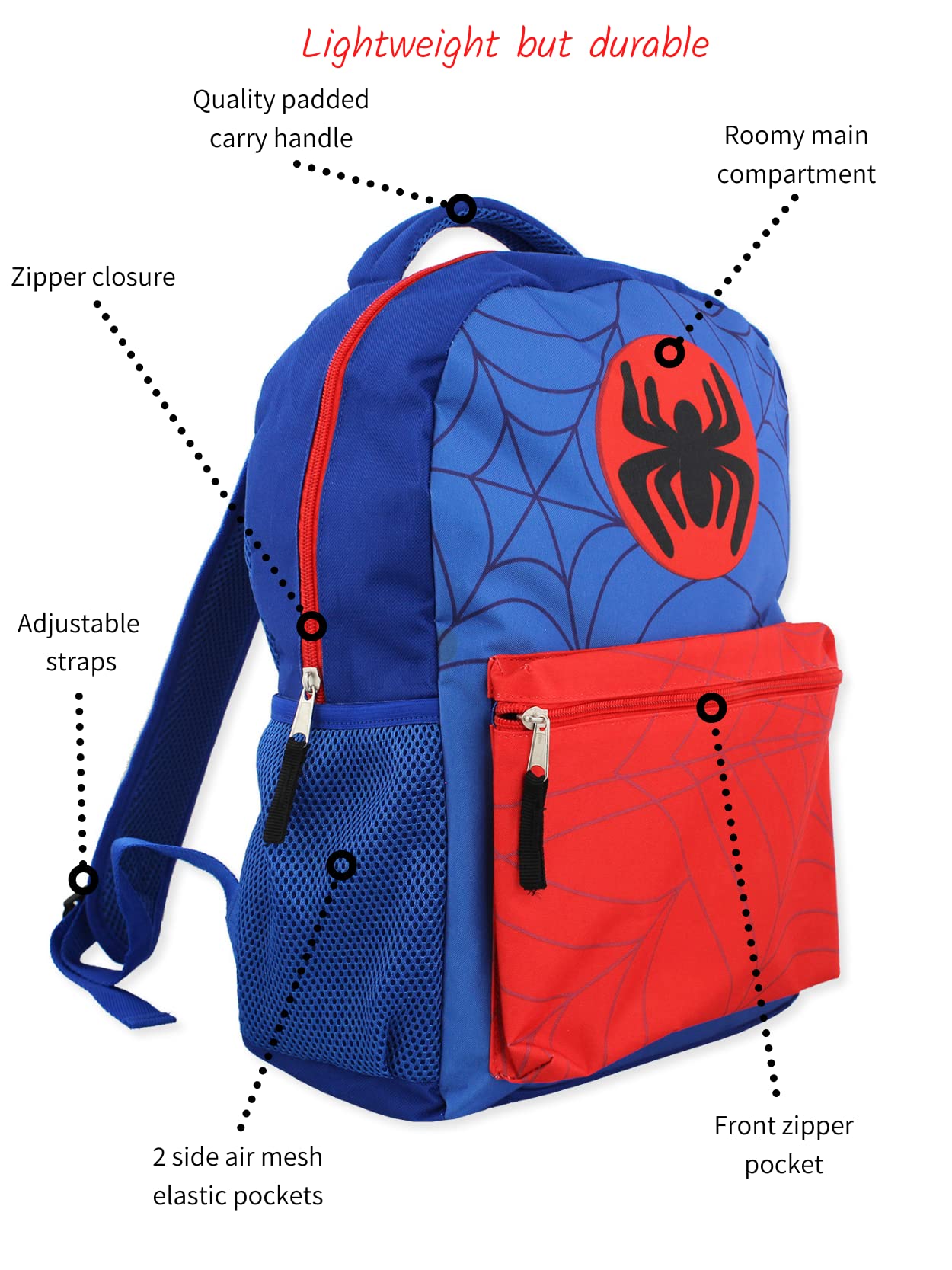 Marvel Spider-Man Spidey and Friends Boys Girls 16" School Backpack (One Size, Blue/Red)