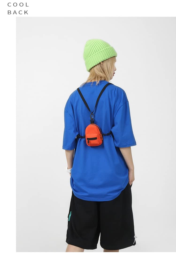 Mini Backpack(3.54"L x 1.57"W x 4.72"H) Coin Purse with Keychain, Crossbody Bag, Halter Bag, Headphone Bag (black)