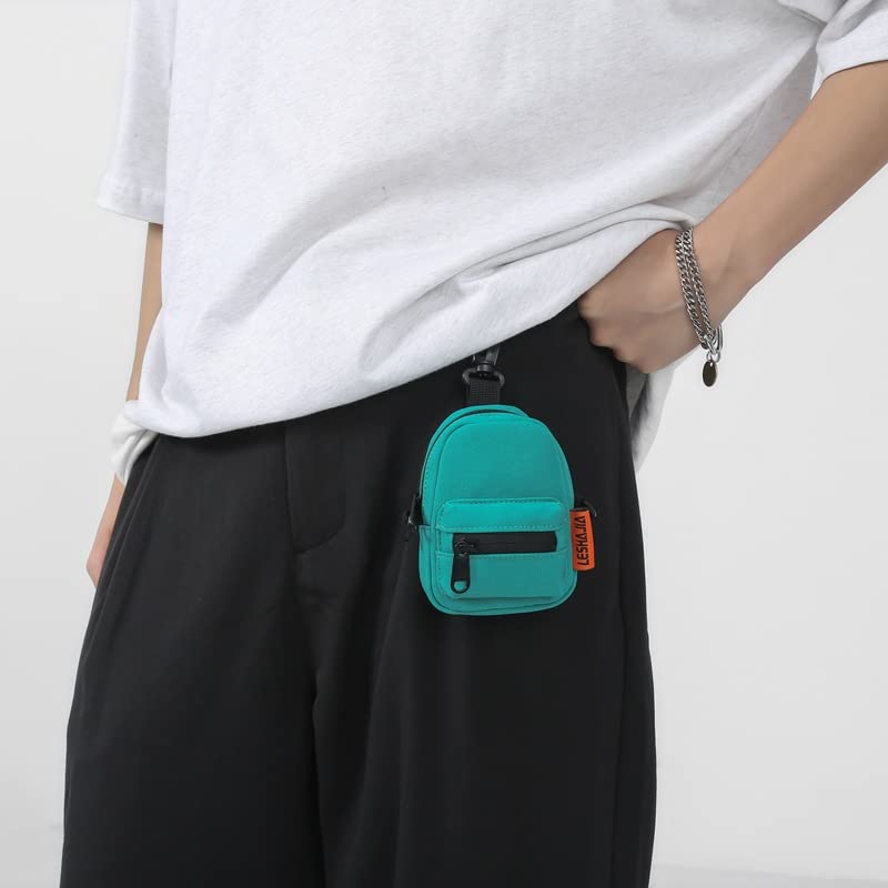 Mini Backpack(3.54"L x 1.57"W x 4.72"H) Coin Purse with Keychain, Crossbody Bag, Halter Bag, Headphone Bag (black)