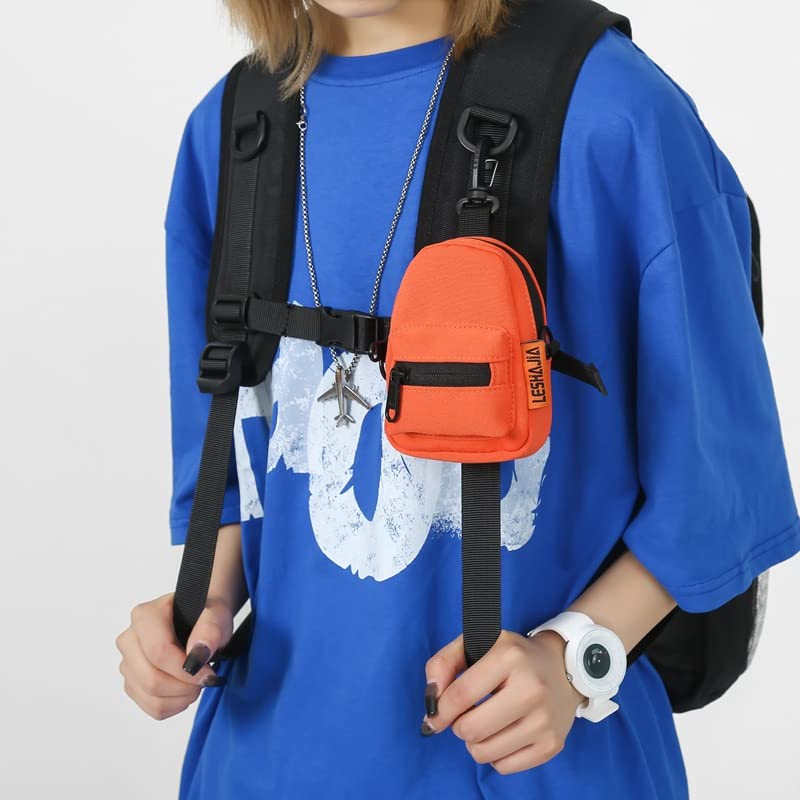 Mini Backpack(3.54"L x 1.57"W x 4.72"H) Coin Purse with Keychain, Crossbody Bag, Halter Bag, Headphone Bag (black)