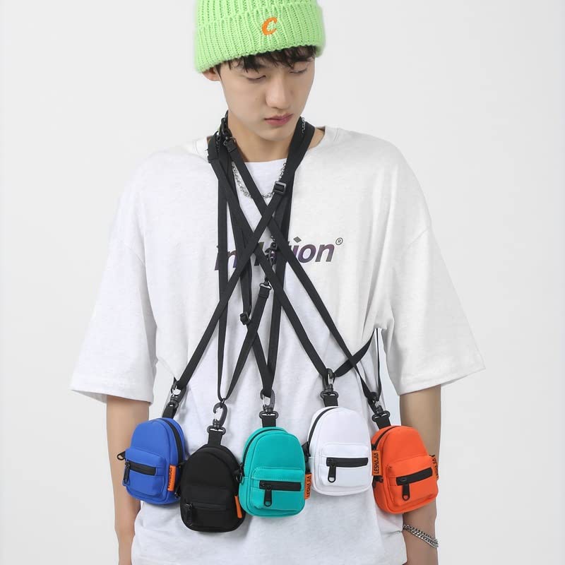 Mini Backpack(3.54"L x 1.57"W x 4.72"H) Coin Purse with Keychain, Crossbody Bag, Halter Bag, Headphone Bag (black)