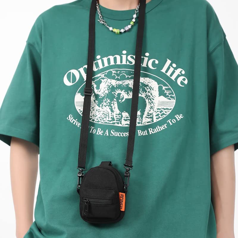 Mini Backpack(3.54"L x 1.57"W x 4.72"H) Coin Purse with Keychain, Crossbody Bag, Halter Bag, Headphone Bag (black)