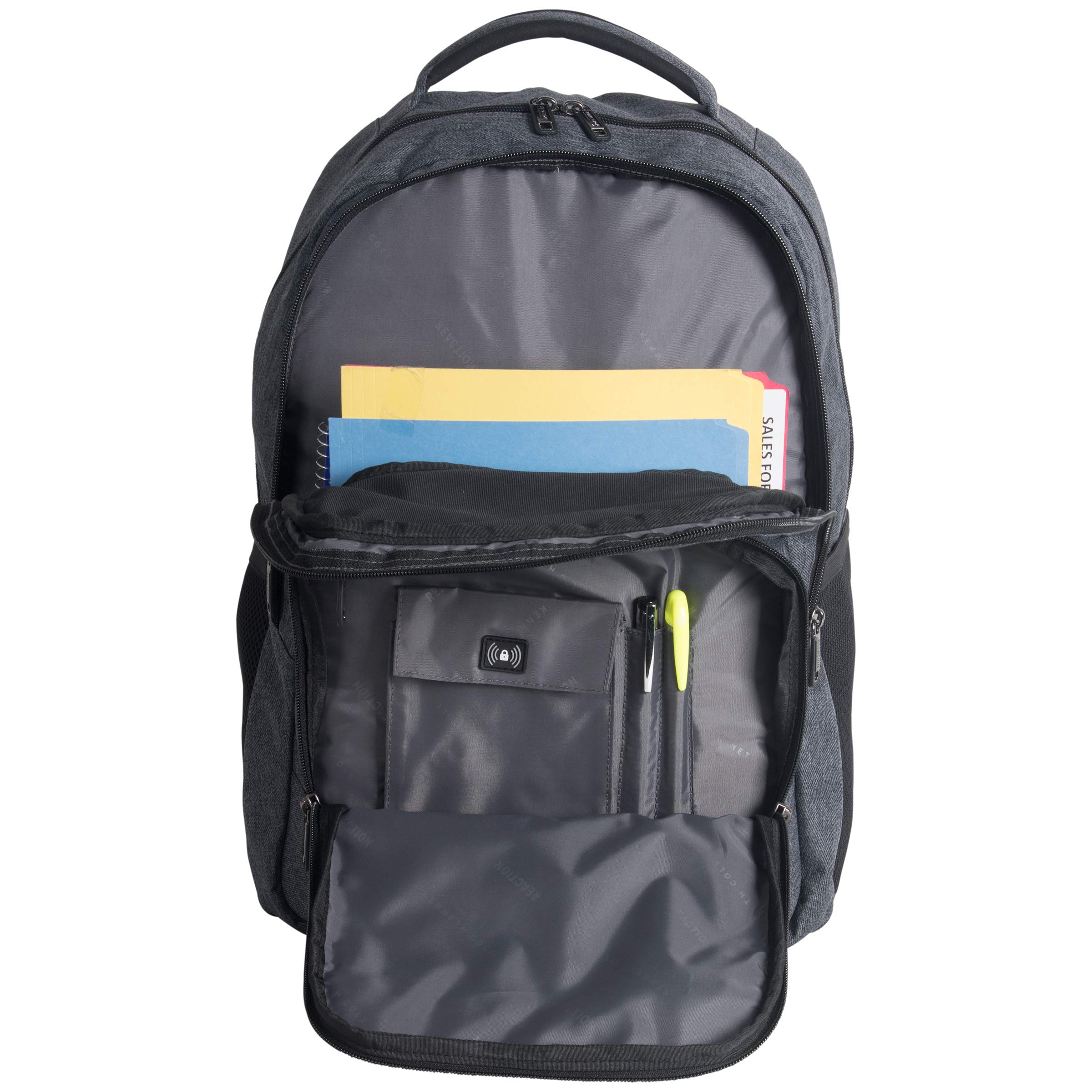 Kenneth Cole REACTION Travelier Multi-Pocket Laptop & Tablet Business, School, & Travel Backpack Bag, Charcoal, One Size