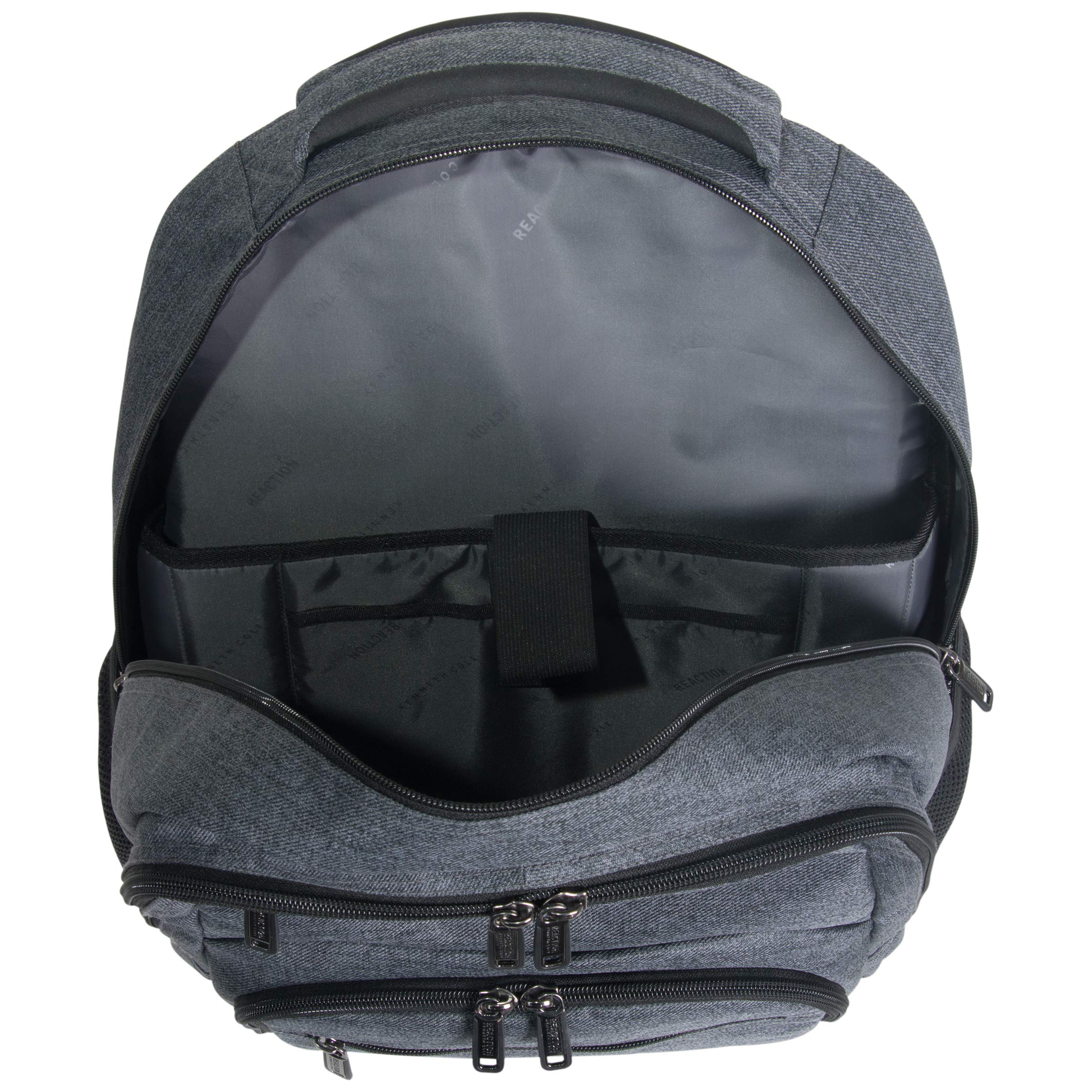Kenneth Cole REACTION Travelier Multi-Pocket Laptop & Tablet Business, School, & Travel Backpack Bag, Charcoal, One Size