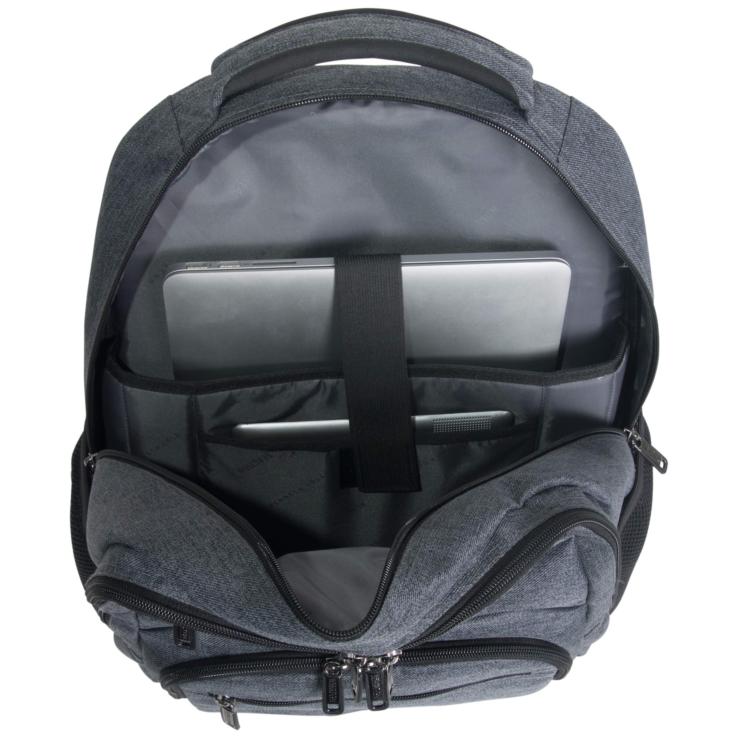 Kenneth Cole REACTION Travelier Multi-Pocket Laptop & Tablet Business, School, & Travel Backpack Bag, Charcoal, One Size