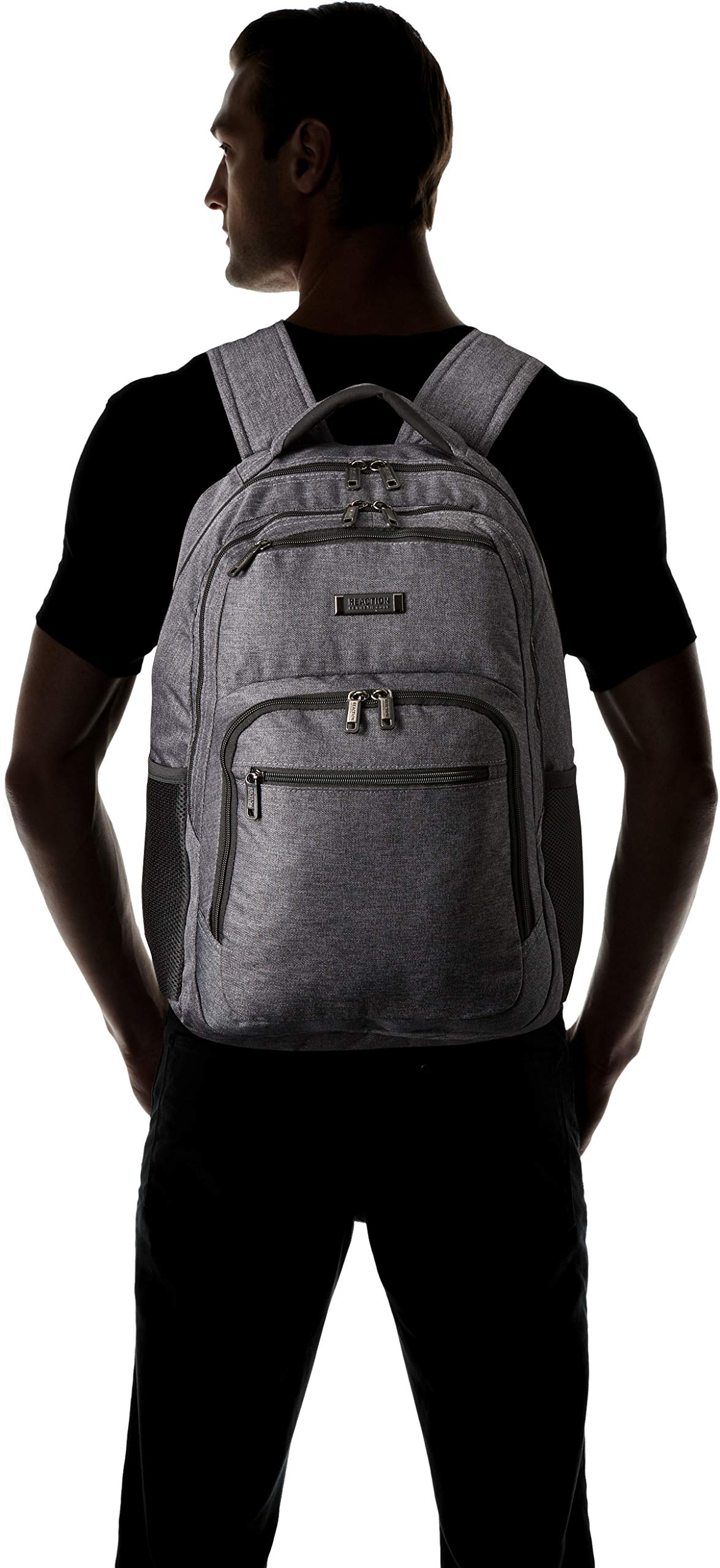Kenneth Cole REACTION Travelier Multi-Pocket Laptop & Tablet Business, School, & Travel Backpack Bag, Charcoal, One Size