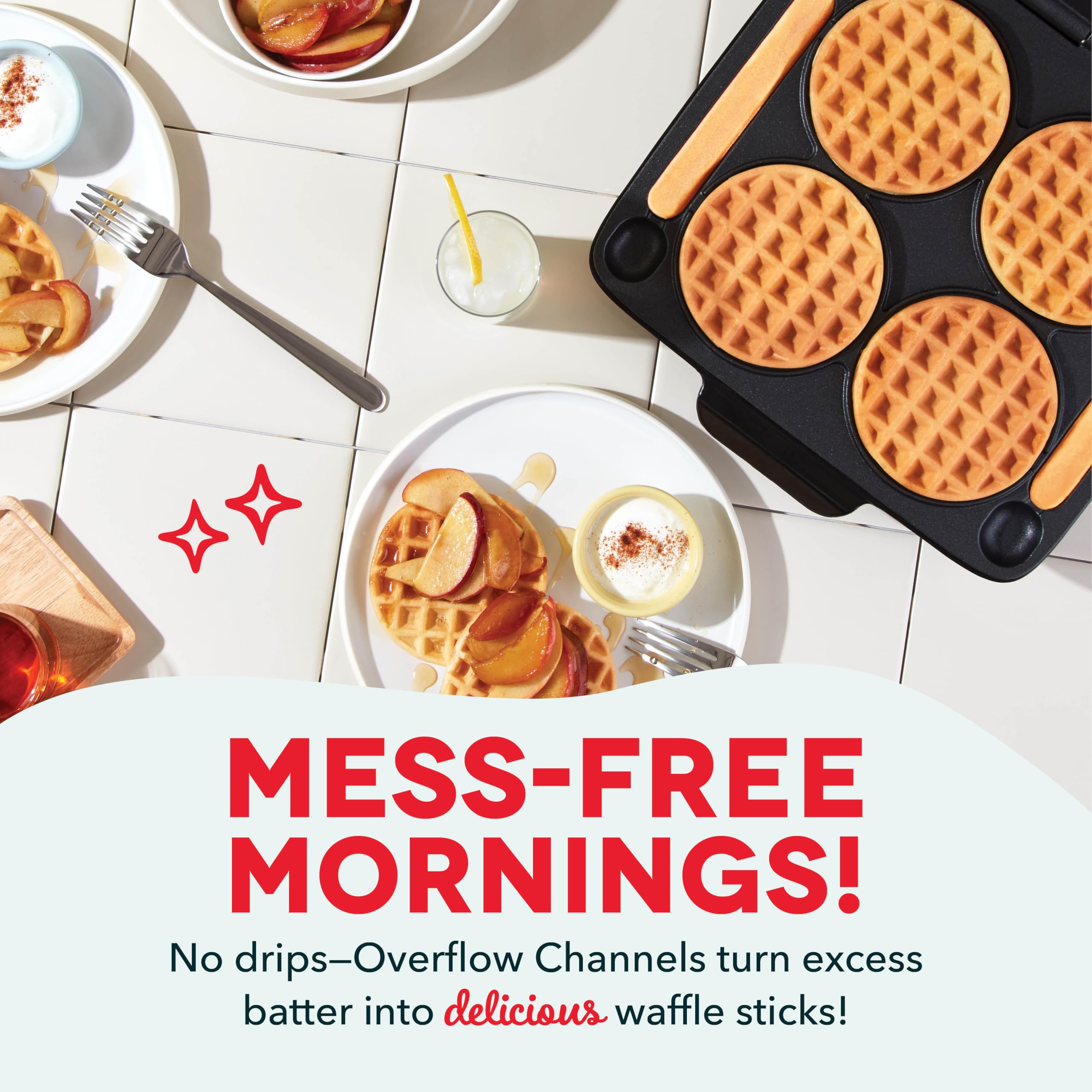 DASH Multi Mini Waffle Maker: Four Mini Waffles, Perfect for Families and Individuals, 4 Inch Dual Non-stick Surfaces with Quick Release & Easy Clean - Graphite