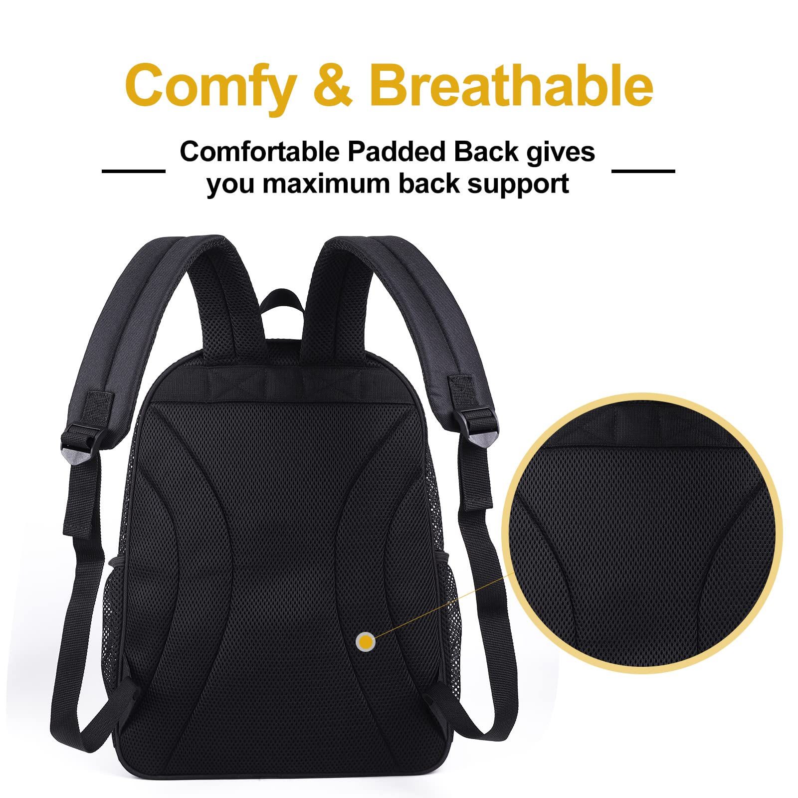 Heavy Duty Mesh Backpack, See Through School Backpack, Mesh Book Bag with Bungee Cord & Adjustable Padded Straps, for Work, School, Travel