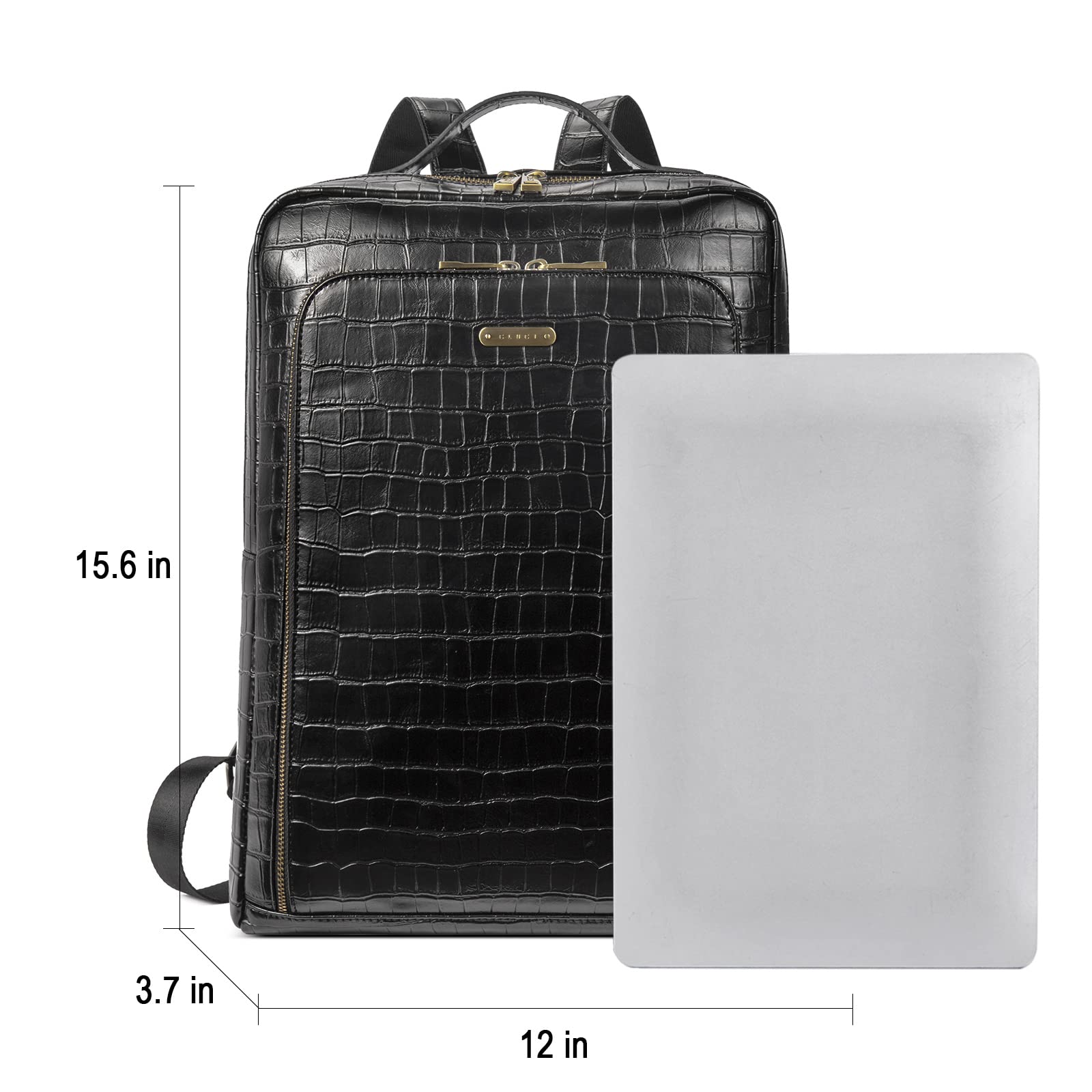 CLUCI Leather Laptop Backpack for Women 15.6 inch Computer Bag Large Travel Vintage College Daypack Business Bags Off-white With Brown