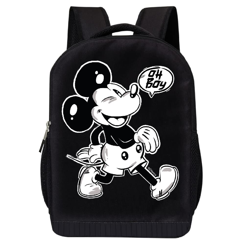 Disney Mickey Mouse Black Backpack for Kids and Adults - 17 Inch Air Mesh Padded Knapsack for School and Travel (Red)