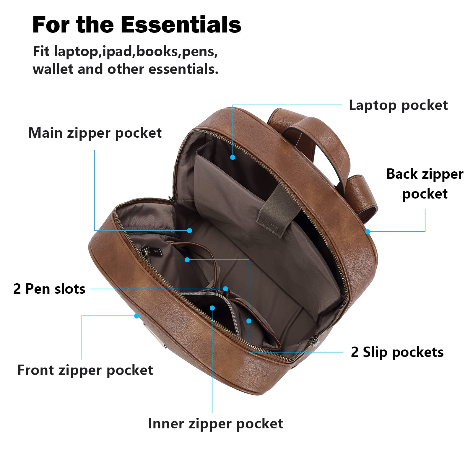 CHOLISS Laptop Backpack for Women&Men,15.6" Computer Backpack,Retro Vegan Leather Travel Work School College Bag Durable Daypack