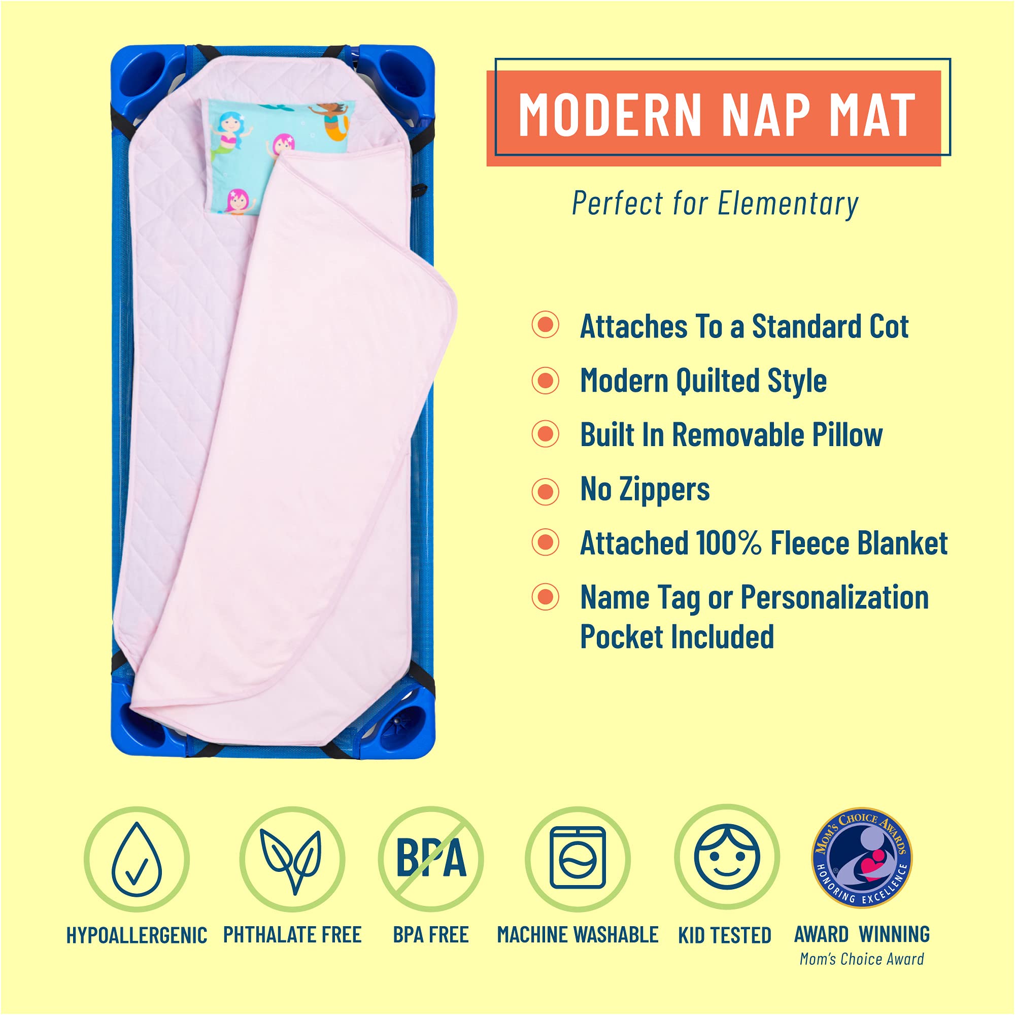 Wildkin 12 Inch Kids Backpack with Modern Nap Mat (Mermaids)