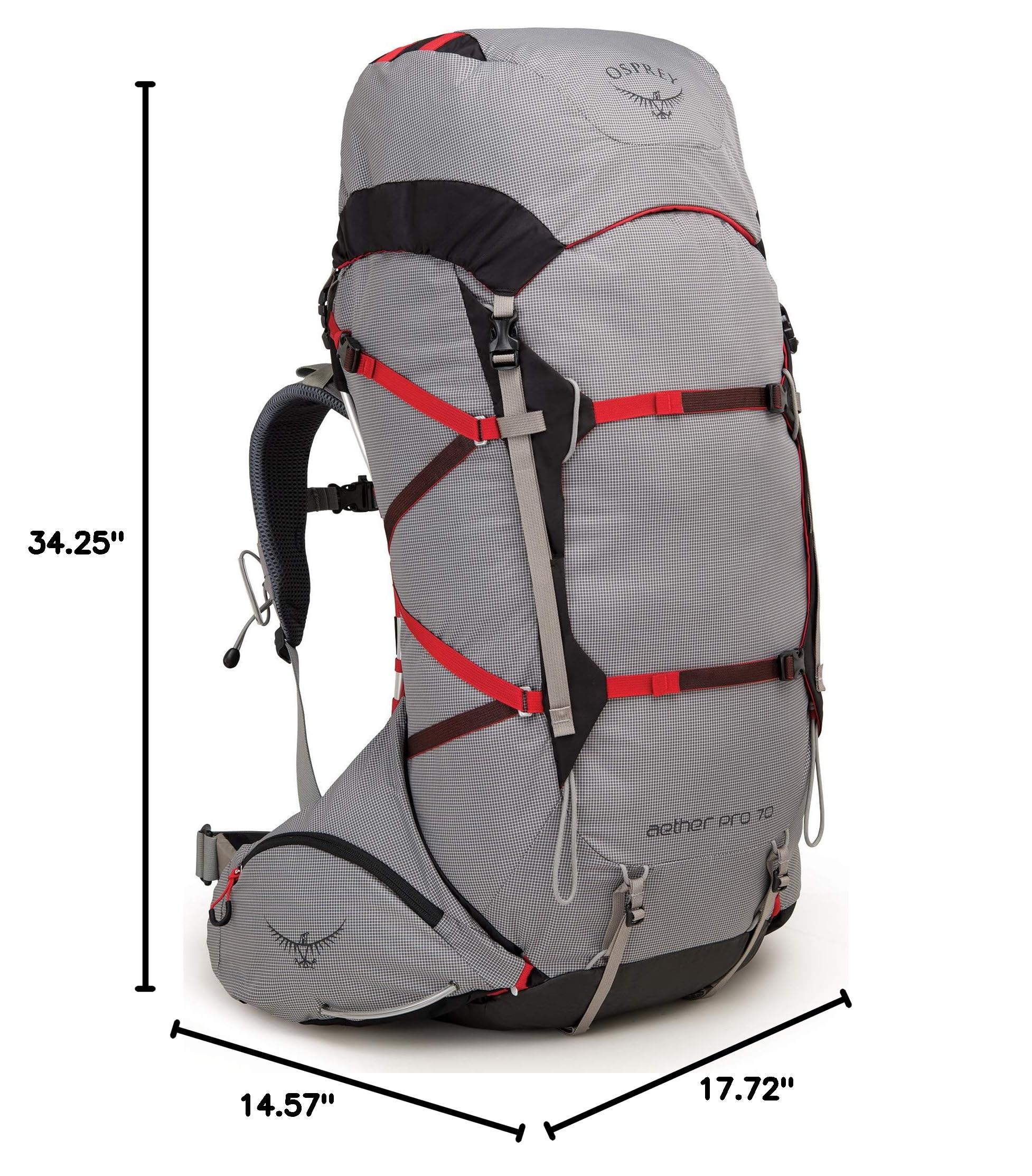 Osprey Aether Pro 70 Men's Backpacking Backpack, Kepler Grey, Medium