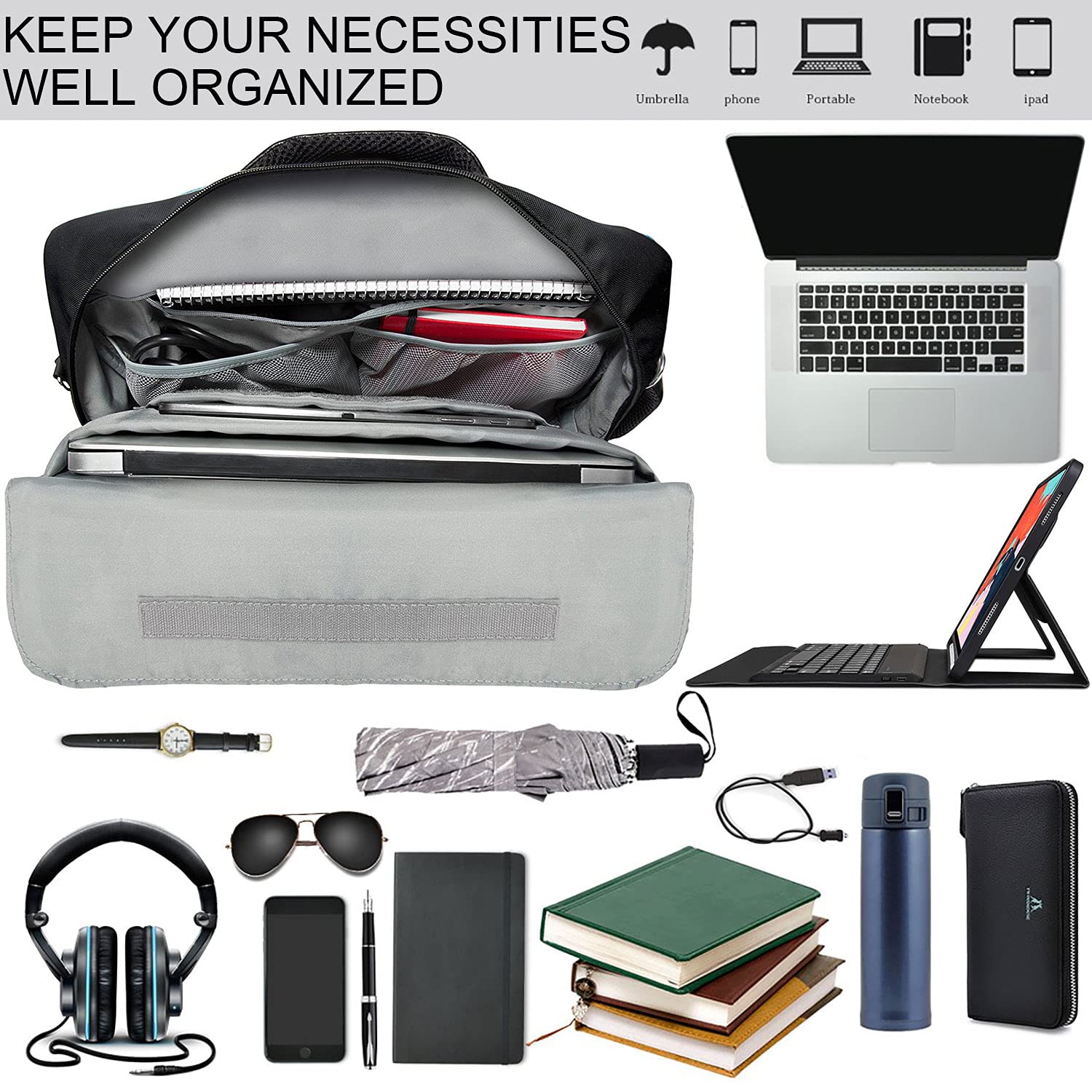 Large 3 In 1 Laptop Backpack Briefcase Shoulder Bag 17.3 Inch for HP Envy OMEN 17, for LG Gram 17, for MSI GS75 Stealth, ThinkPad P71 P72, VivoBook Pro 17, ROG Chimera, for Razer Blade Pro