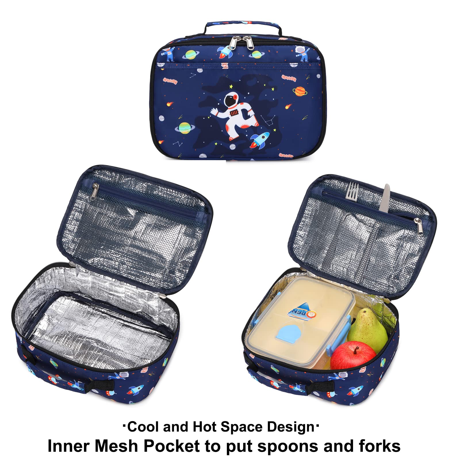 Kids Backpack for Boys Elementary School Backpack with Lunch Bag 2 in 1 Set School Bag for Boys Water Resistant Astronaut Space Backpack