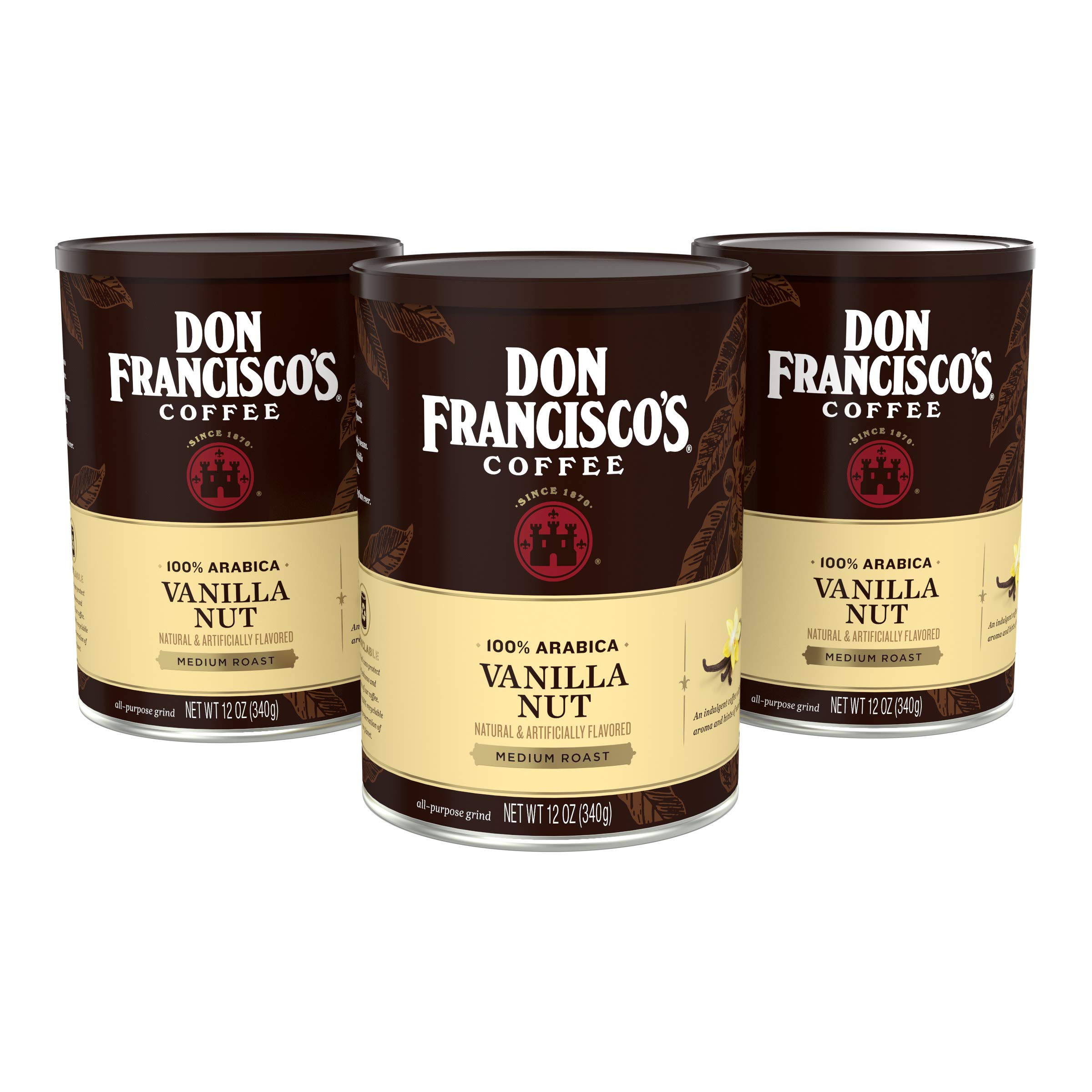 Don Francisco's Vanilla Nut Flavored Ground Coffee (3 x12 oz Cans)