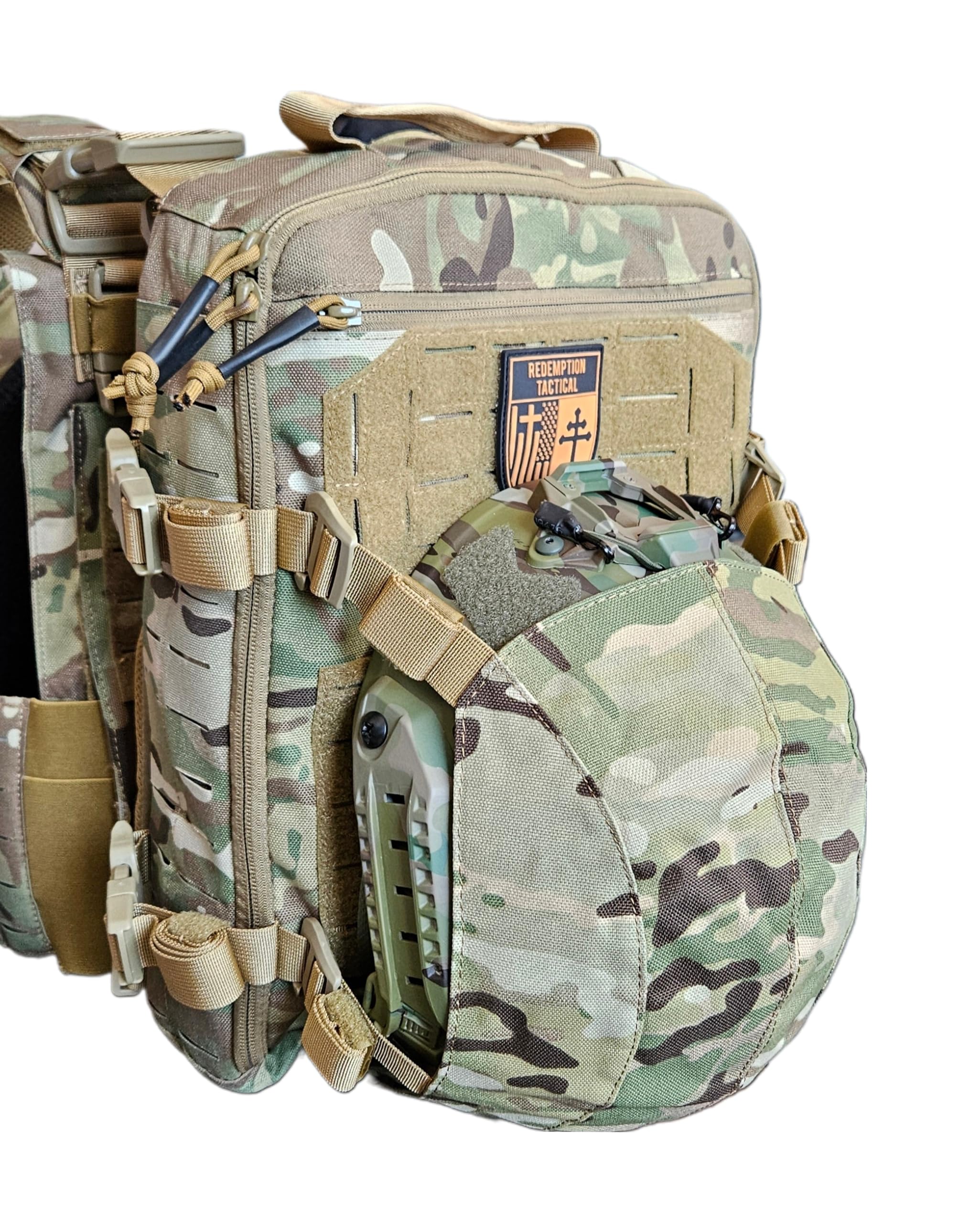 Tactical Airsoft Helmet and Gear Deployment Backpack (Brown)